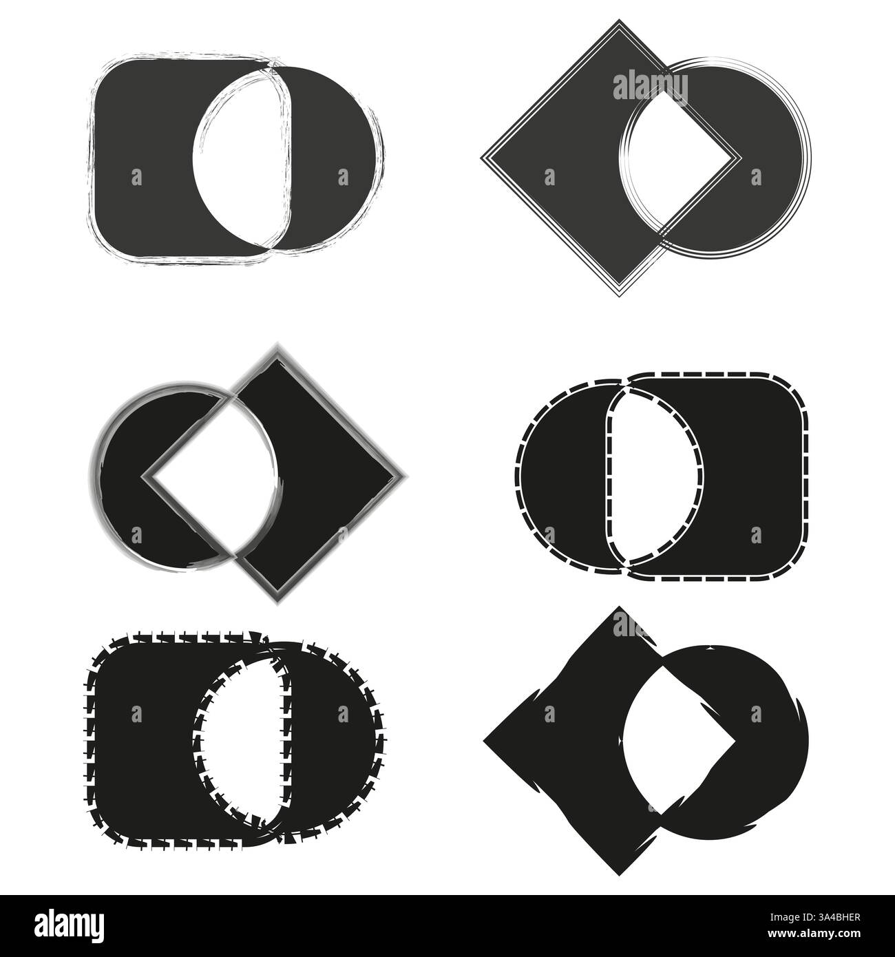 Overlapping shapes icon. Abstract geometric vector. Symmetrical design ...