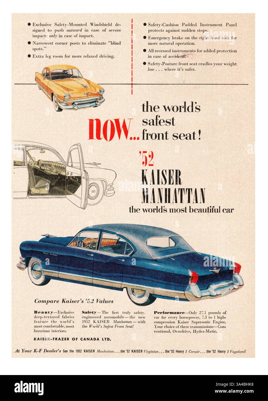 1952 kaiser car advert hi-res stock photography and images - Alamy