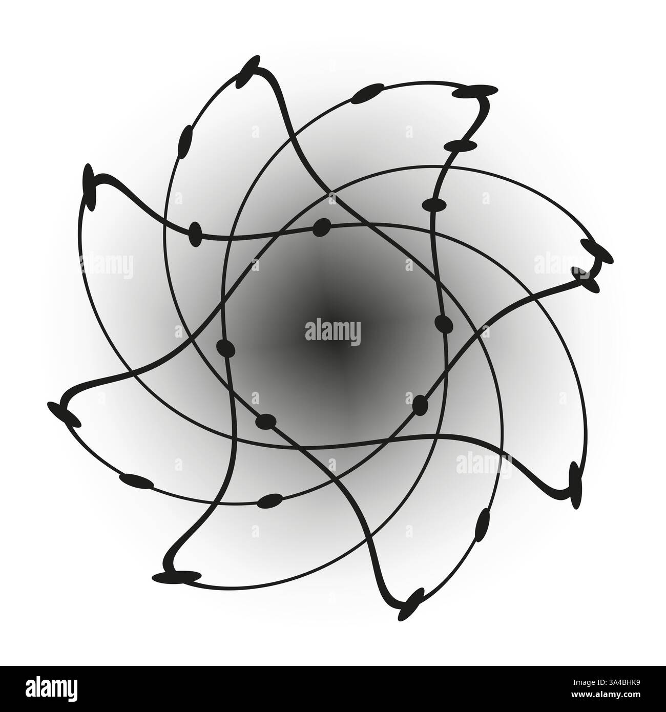 Abstract atom shape. Wavy orbital motion. Scientific nucleus structure ...