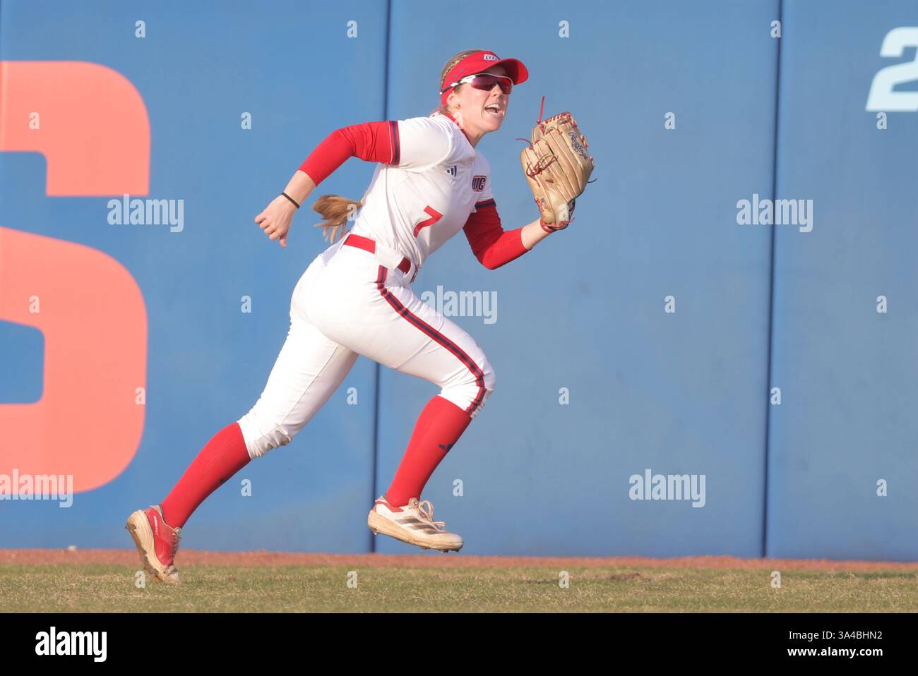 University of Chicago Grace Fleming (7) plays the ball during an NCAA softball game on Tuesday ...