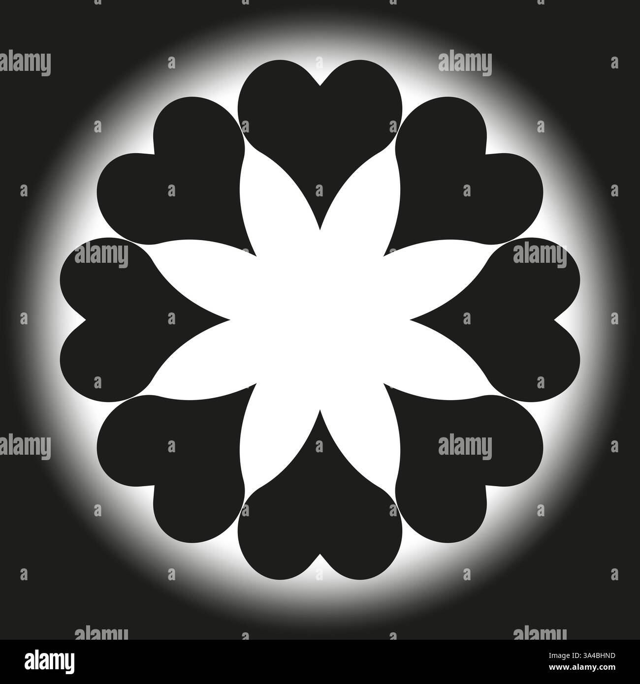 Abstract floral shape. Heart petal design. Symmetrical bold flower ...