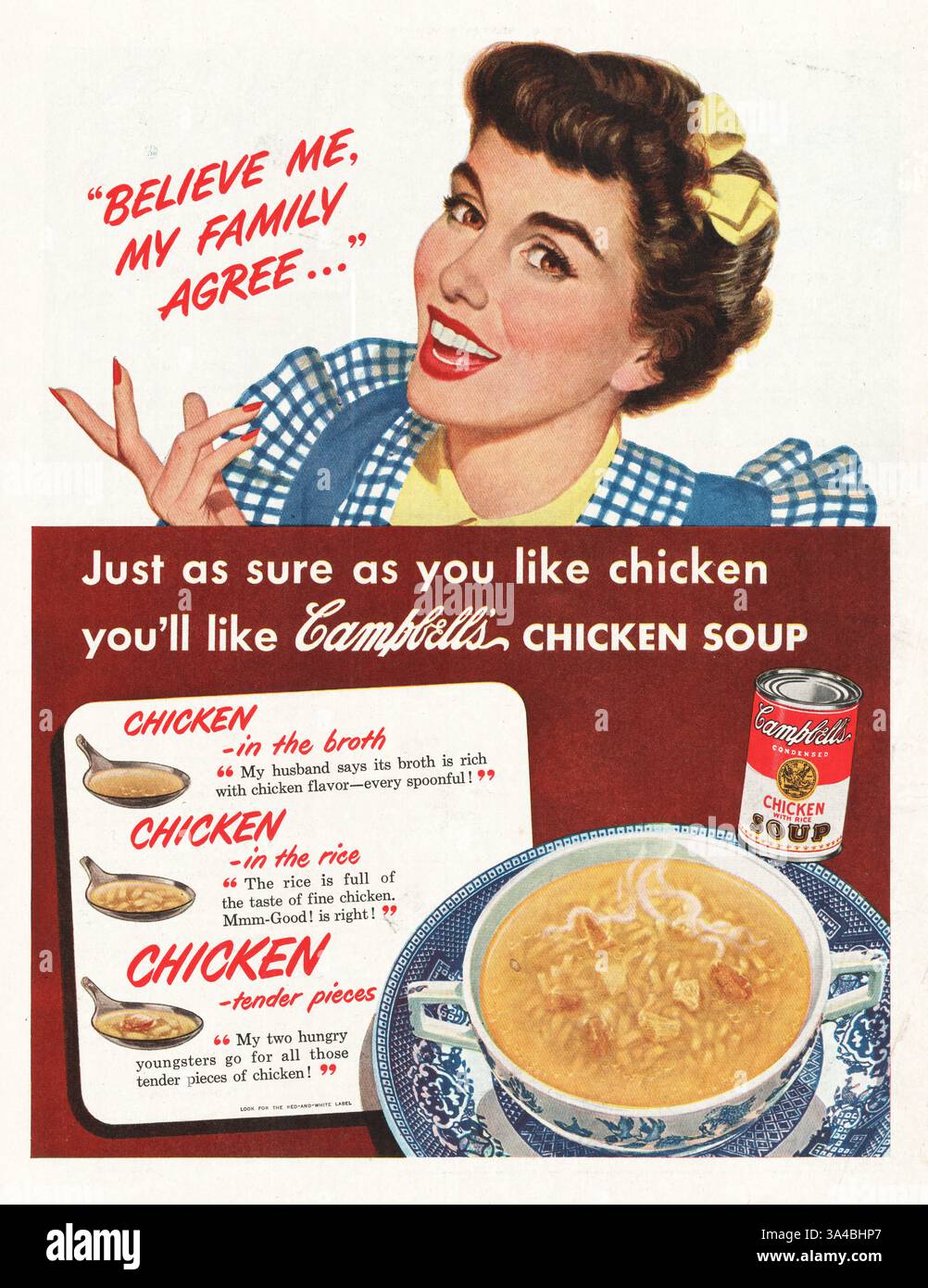 1952 U.S. Magazine Campbell's Chicken Soup Advert Stock Photo - Alamy