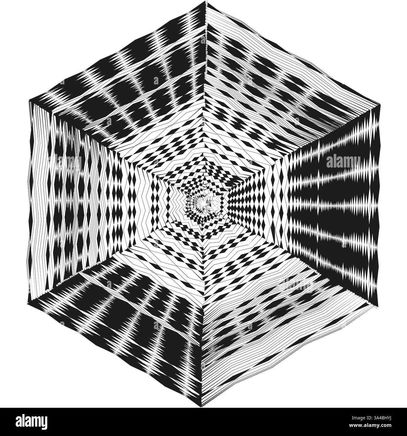 Hexagonal optical pattern. Black and white design. Bold geometric ...