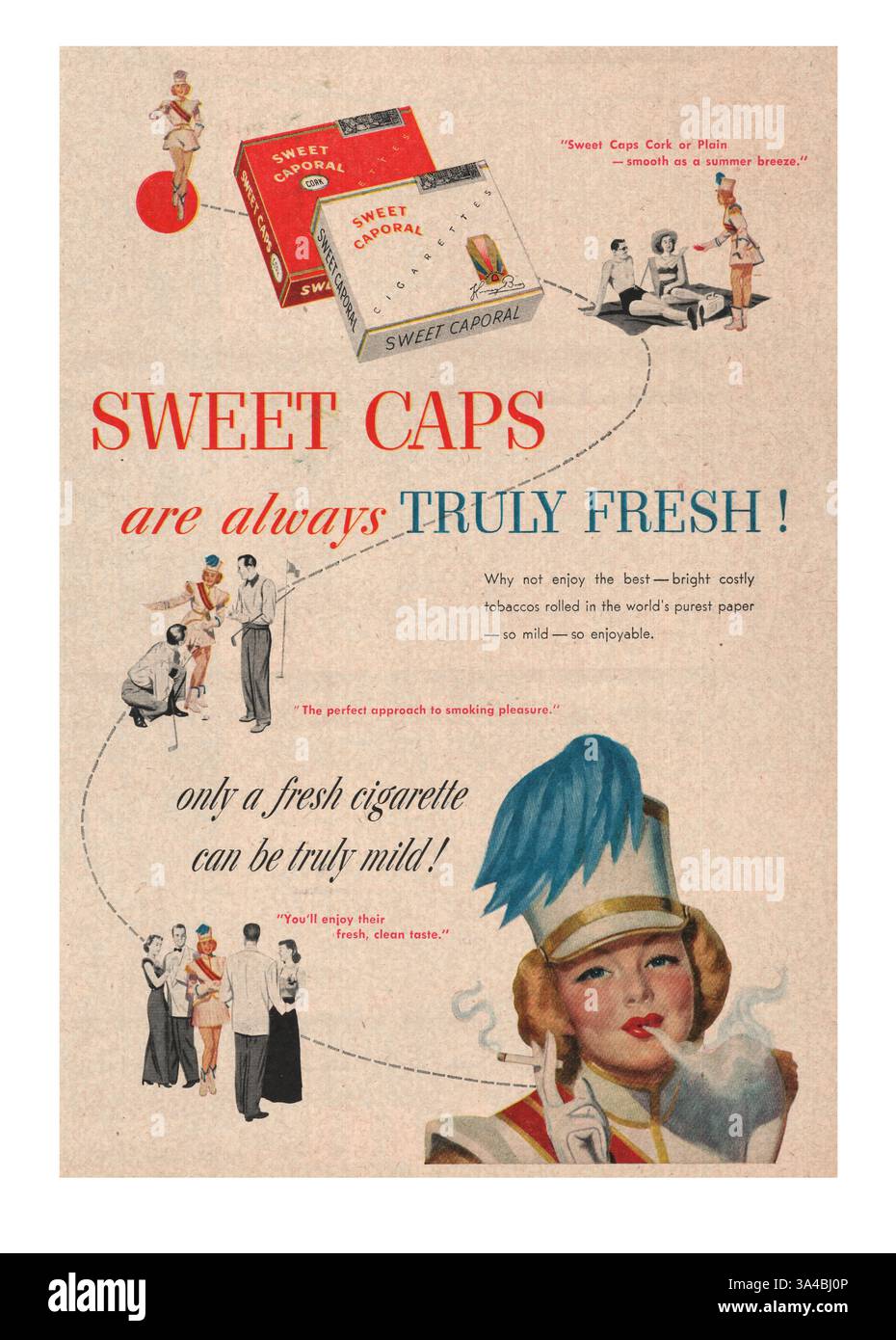 1952 canadian magazine sweet caporal cigarettes ad hi-res stock ...