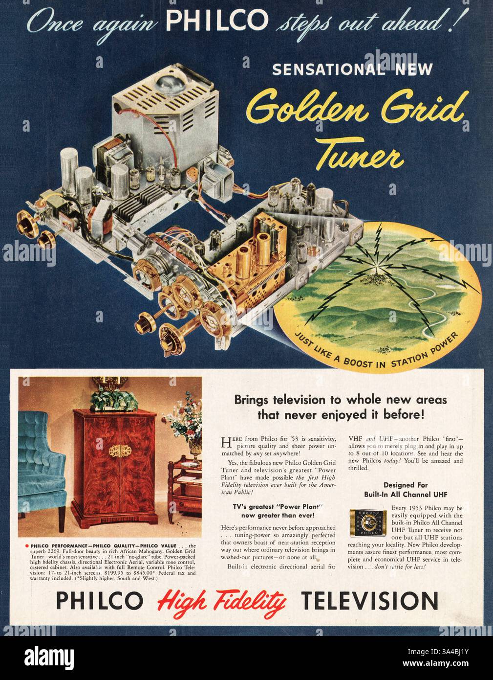 1952 U.S. Magazine Philco Television Advert Stock Photo - Alamy