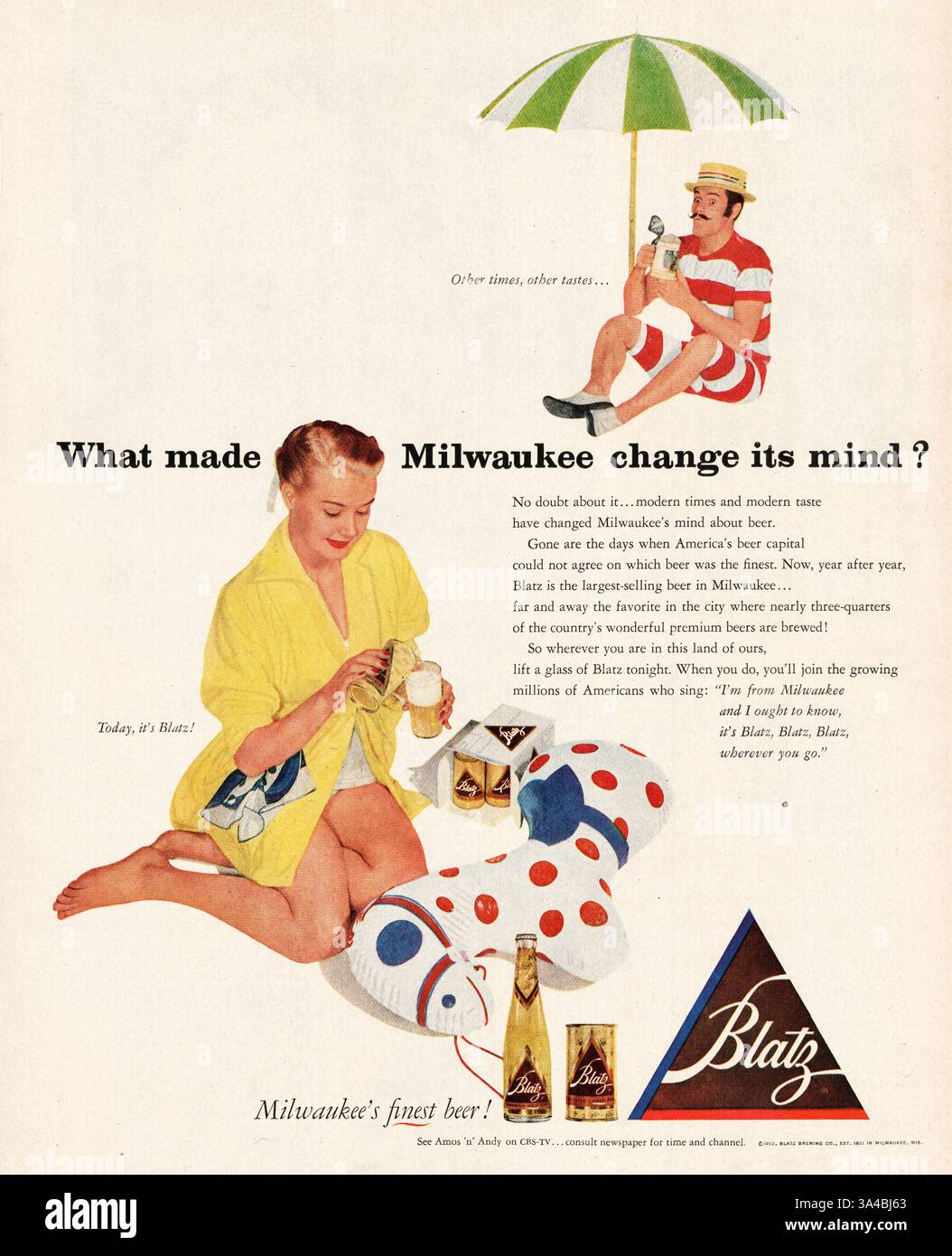 1952 U.S. Magazine Advert Blatz beer Stock Photo - Alamy