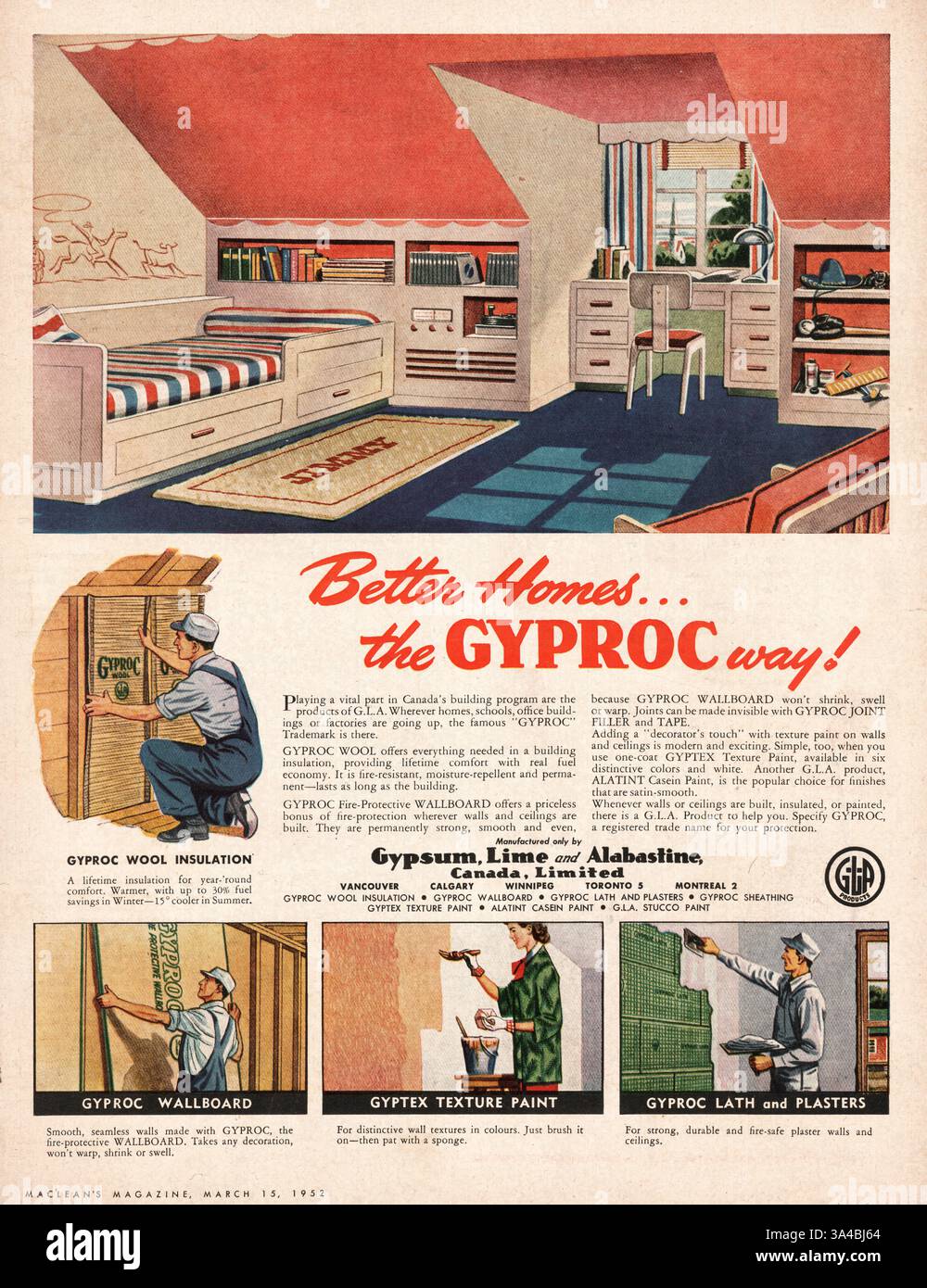 1952 canadian magazine gyproc advert hi-res stock photography and ...