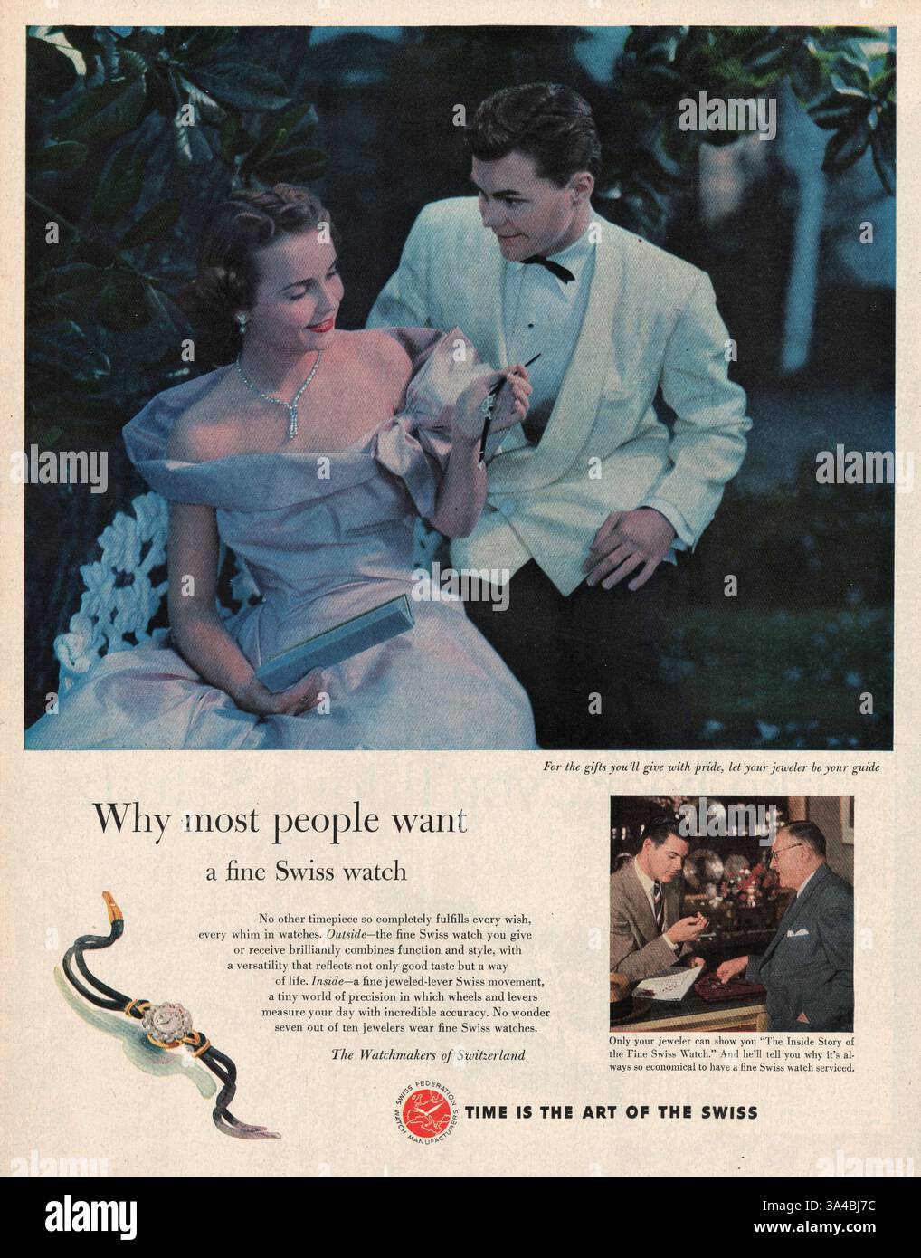 1952 u s magazine watchmakers of switzerland advert hi-res stock ...