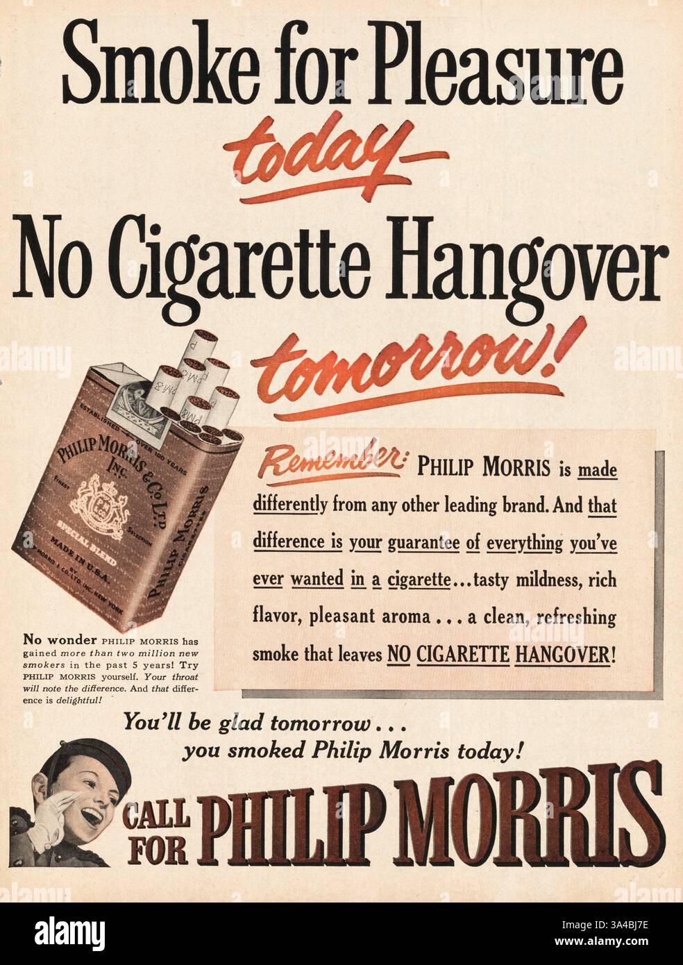 1952 u s magazine philip morris cigarette advert hi-res stock ...