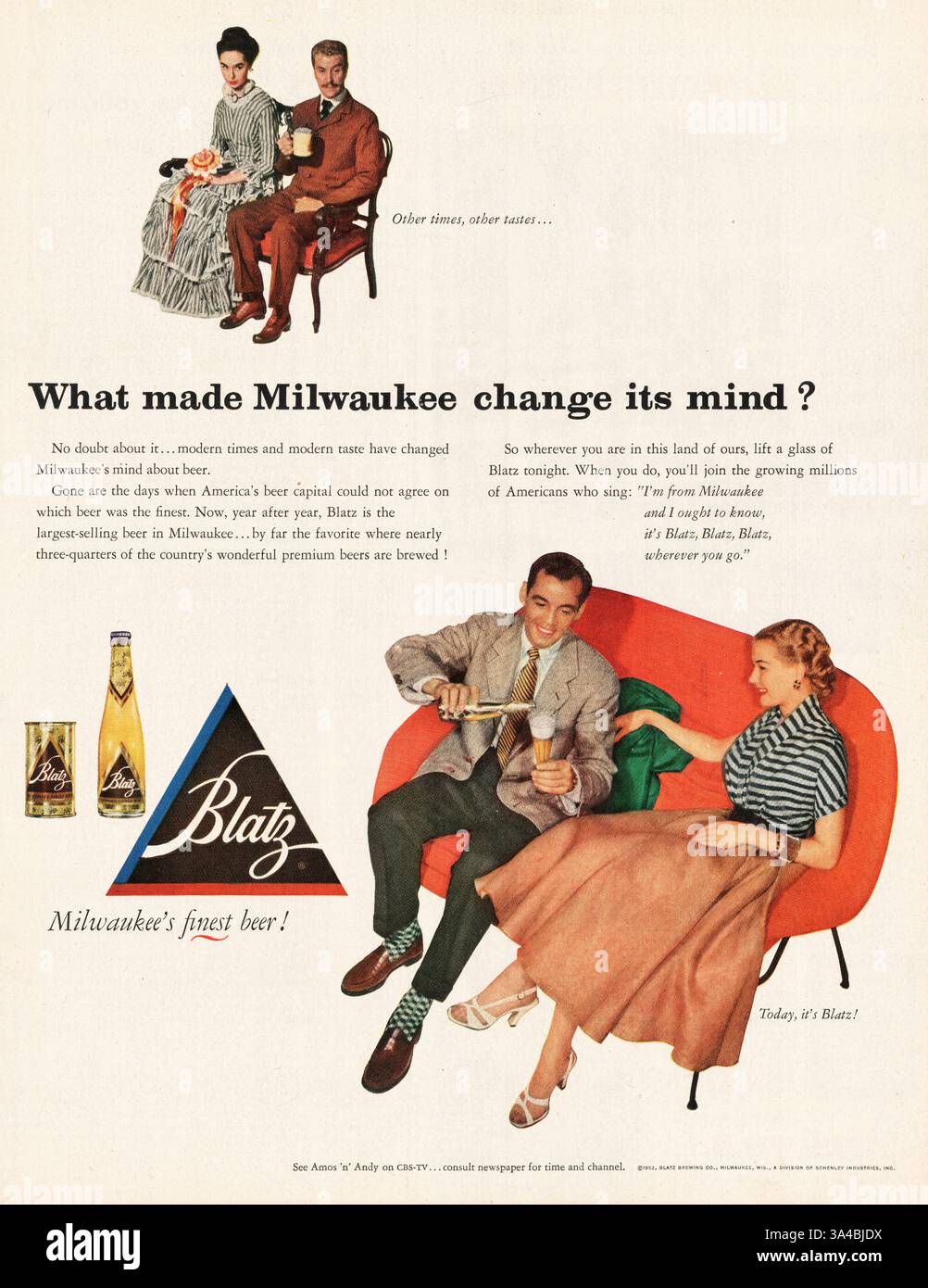 1952 U.S. Magazine Advert Blatz beer Stock Photo - Alamy