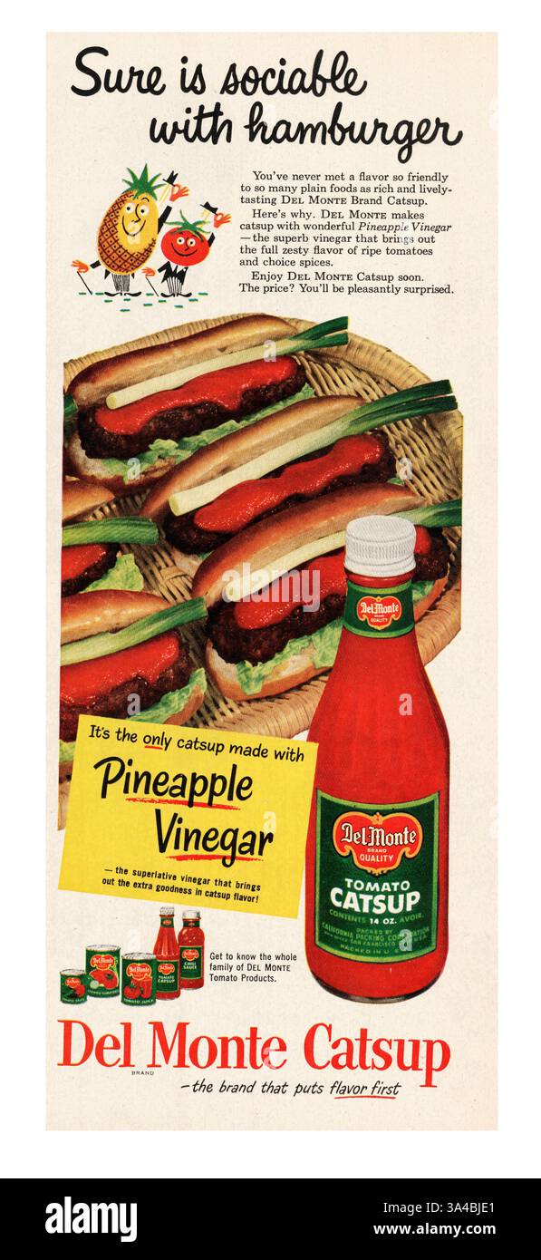1952 U.S. Magazine Del Monte Catsup Advert Stock Photo - Alamy