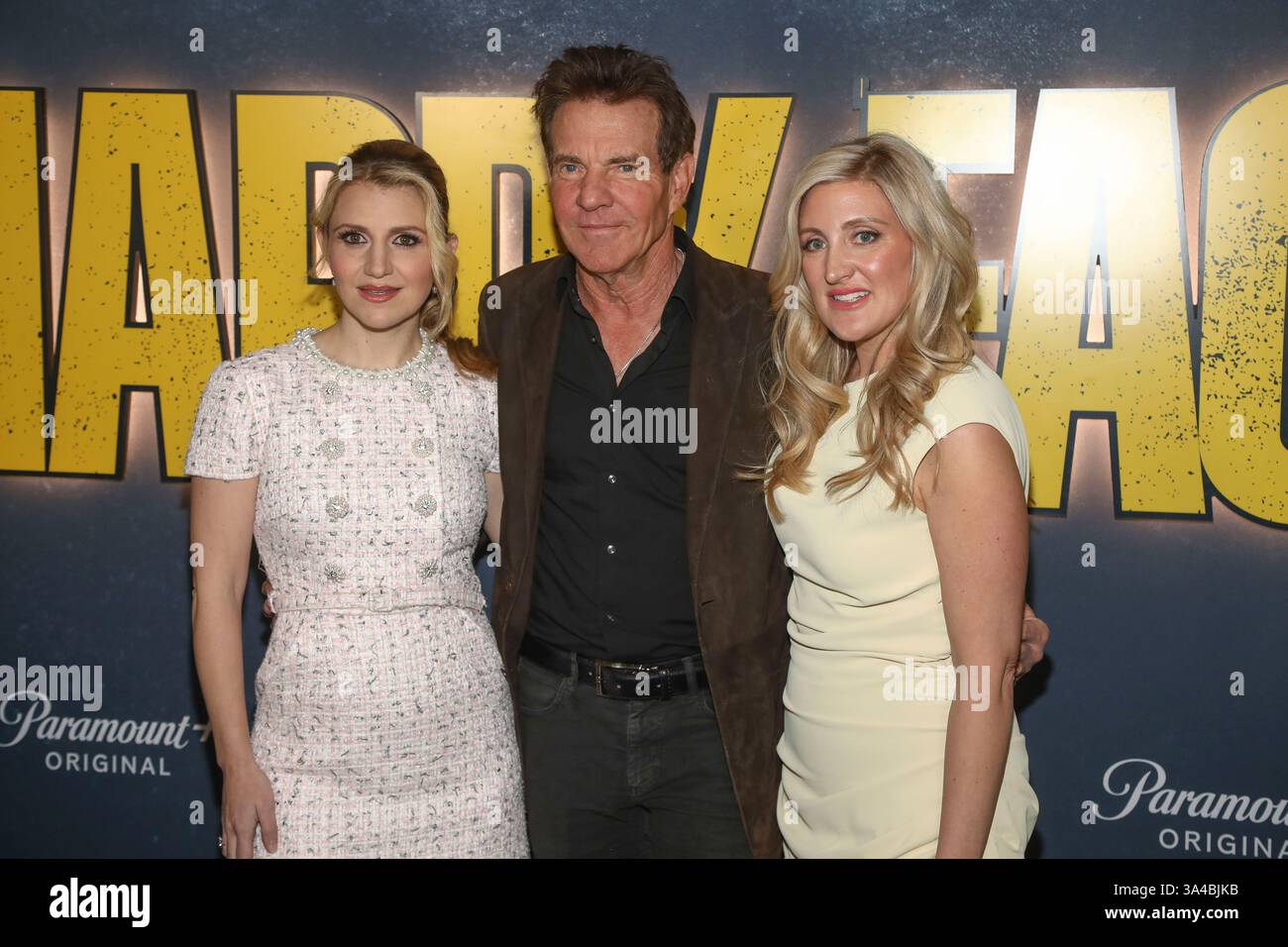 Annaleigh Ashford, from left, Dennis Quaid and Melissa G. Moore attend ...