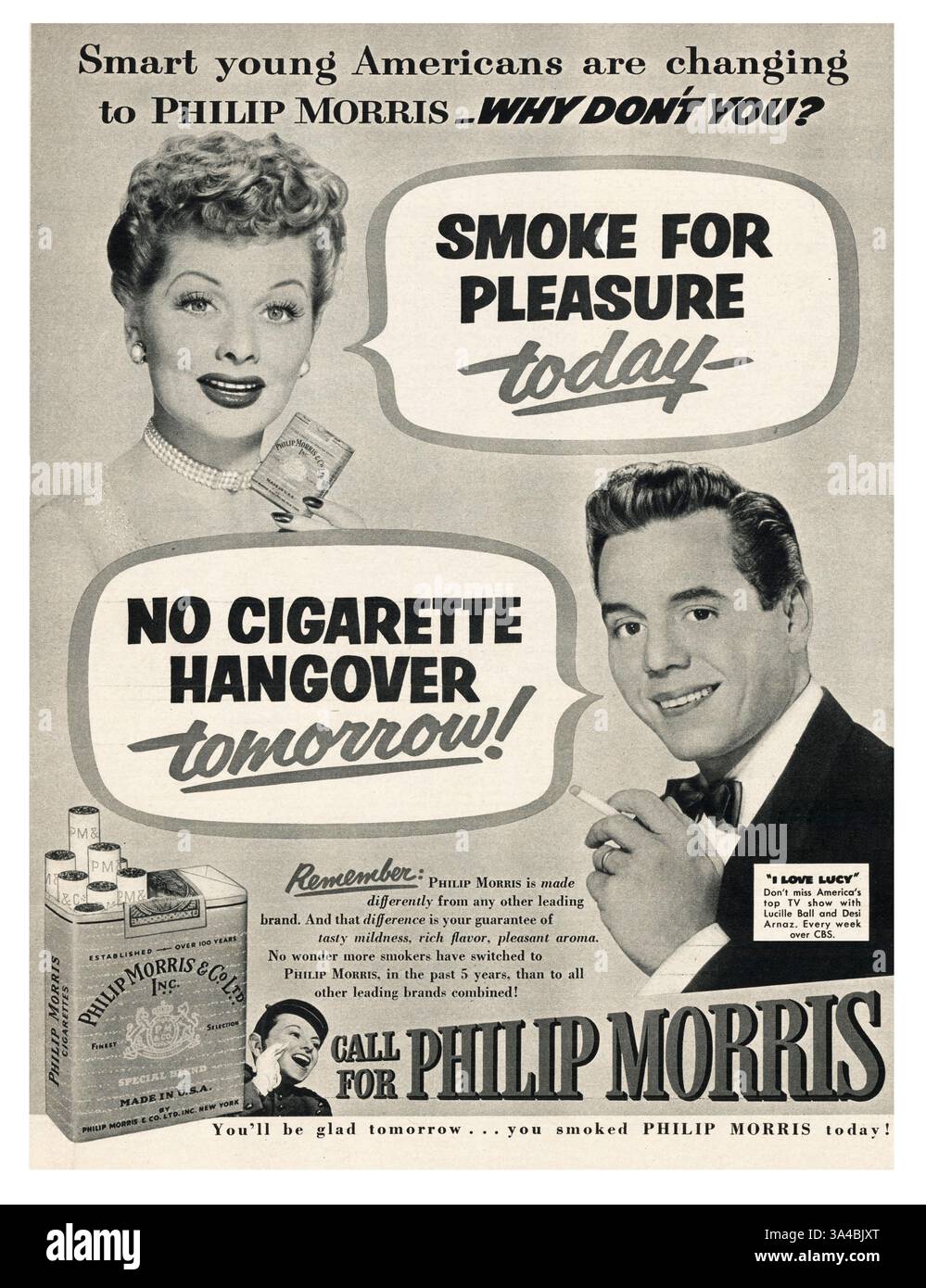 1952 U.S. Magazine Philip Morris Cigarette Advert Stock Photo - Alamy