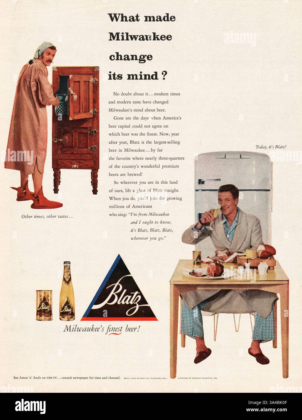 1952 U.S. Magazine Advert Blatz beer Stock Photo - Alamy
