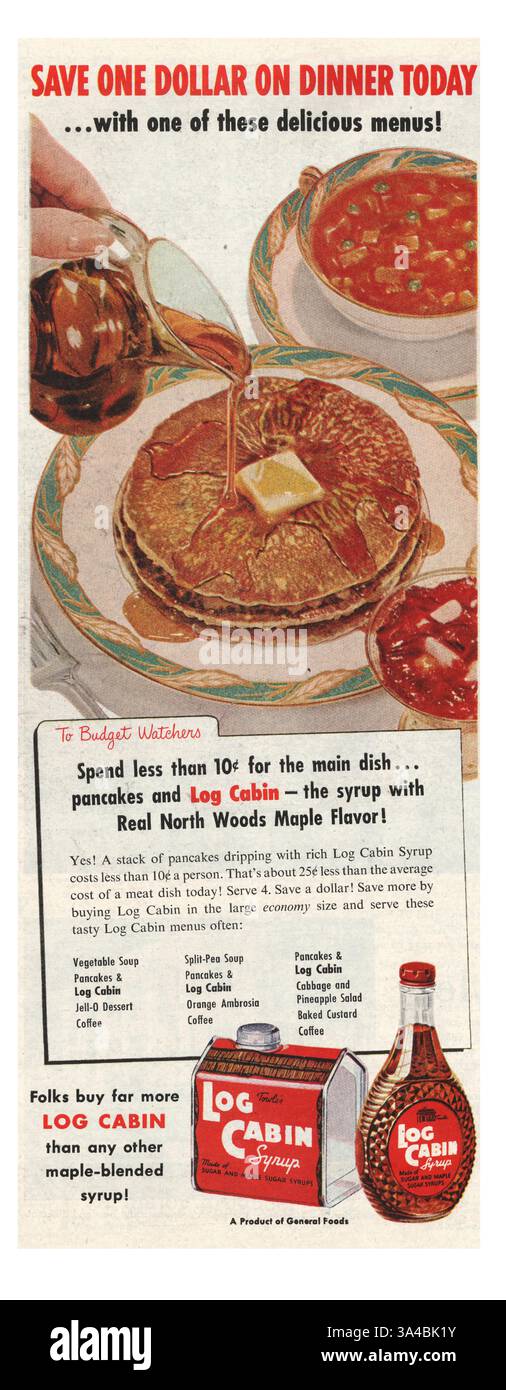 1952 u s magazine log cabin syrup advert hi-res stock photography and ...