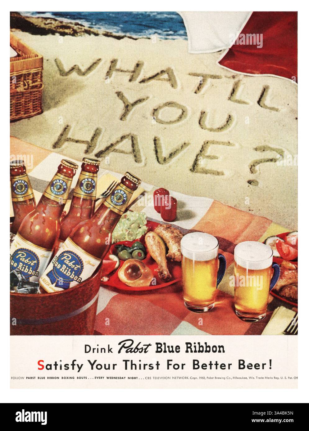 1952 u s magazine pabst blue ribbon beer advert hi-res stock ...