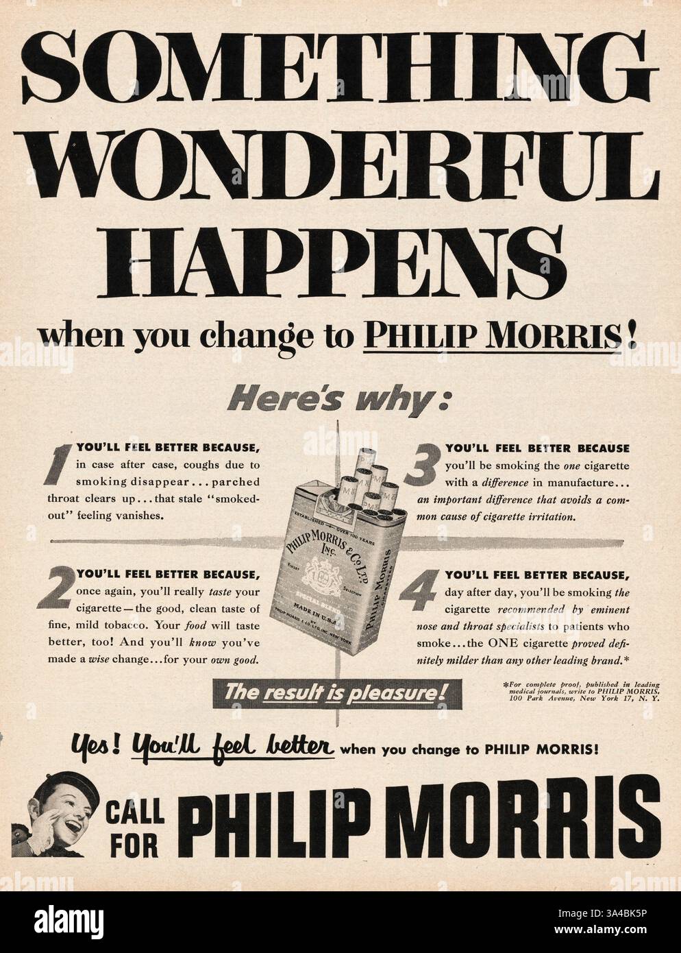 1952 u s magazine philip morris cigarette advert hi-res stock ...