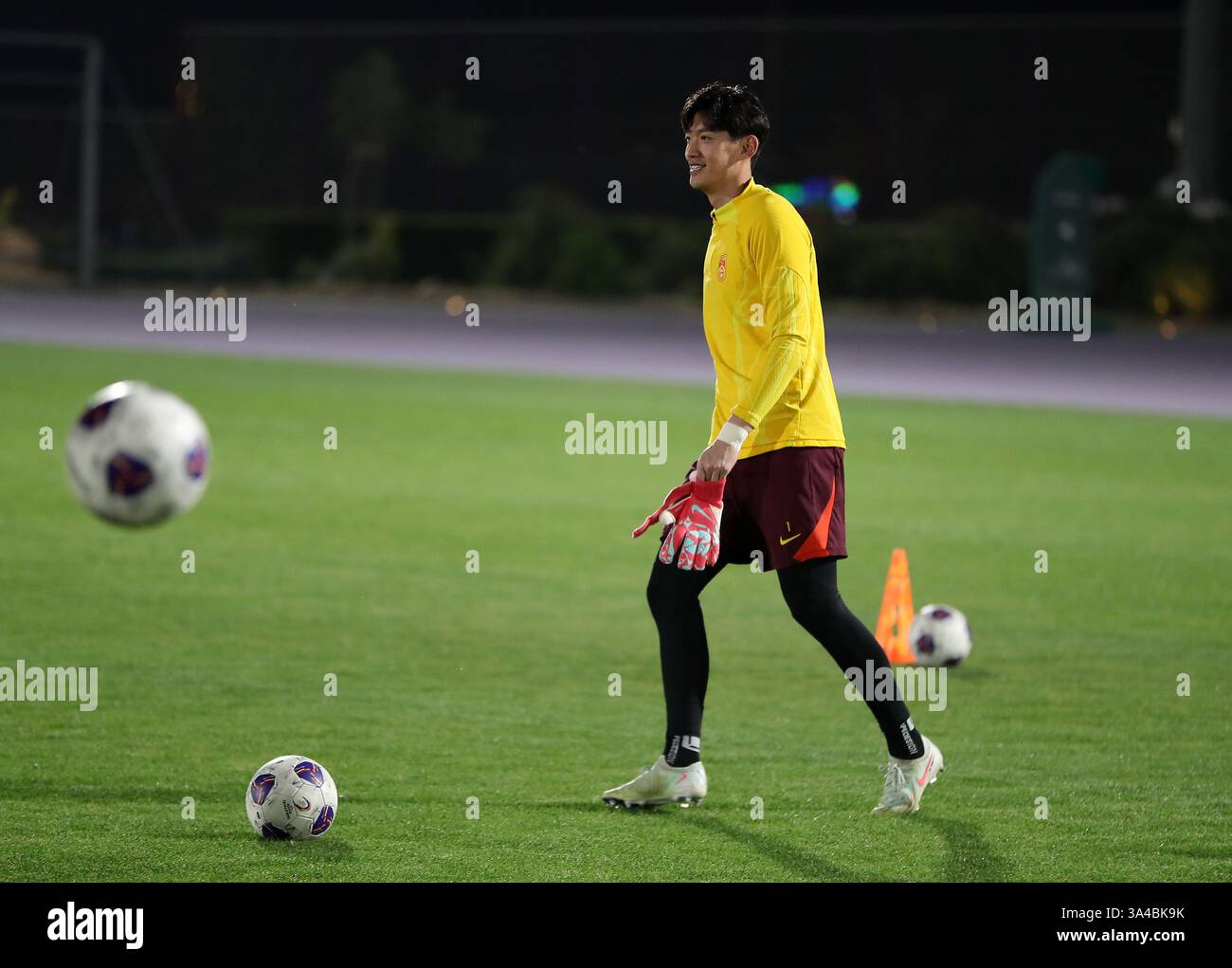 Riyadh, Saudi Arabia. 18th Mar, 2025. Goalkeeper Yan Junling of China ...