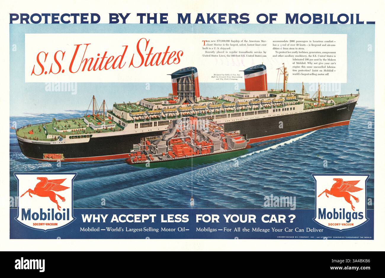 1952 U.S. Magazine Mobil Oil & Mobil Gas Advert Stock Photo - Alamy