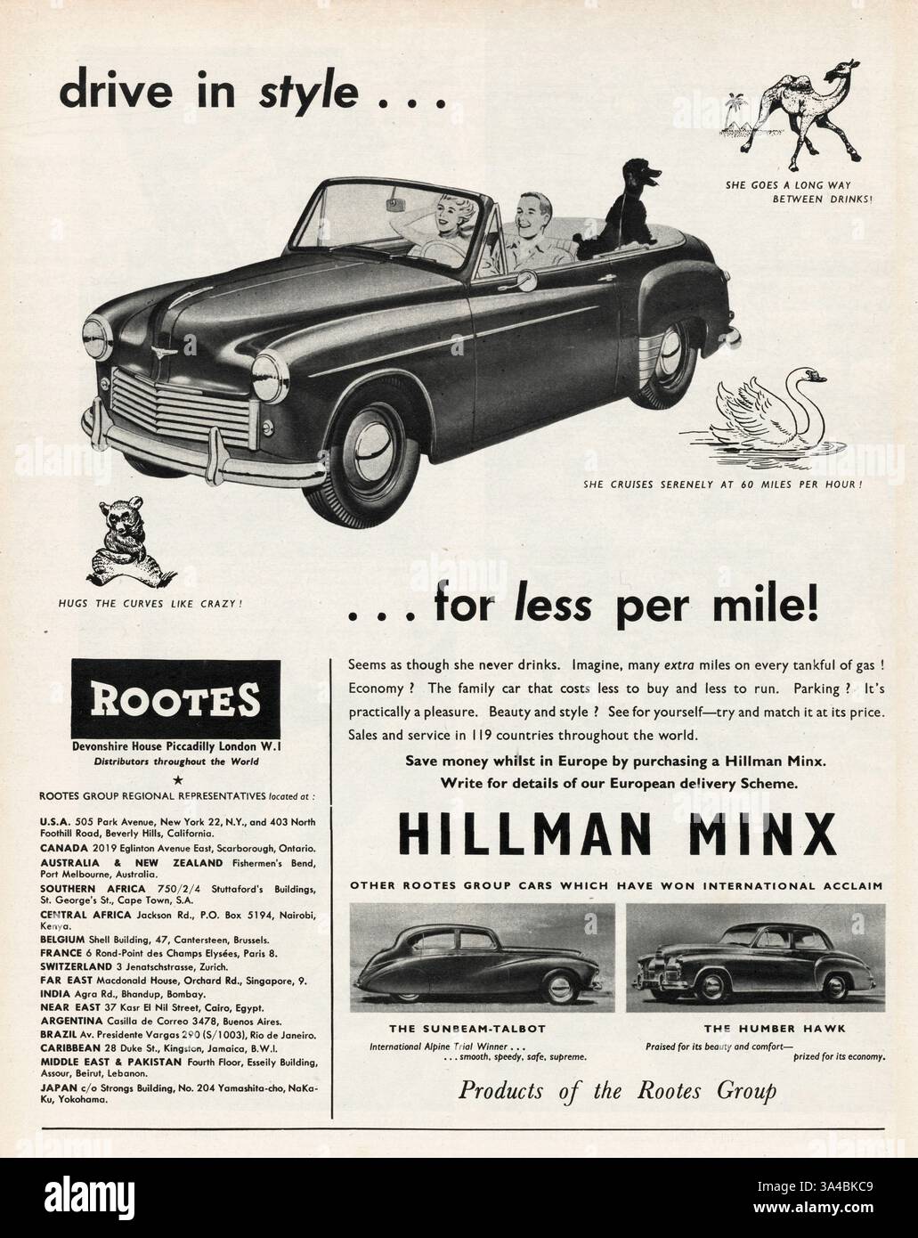 1952 u s magazine hillman minx car advert hi-res stock photography and ...