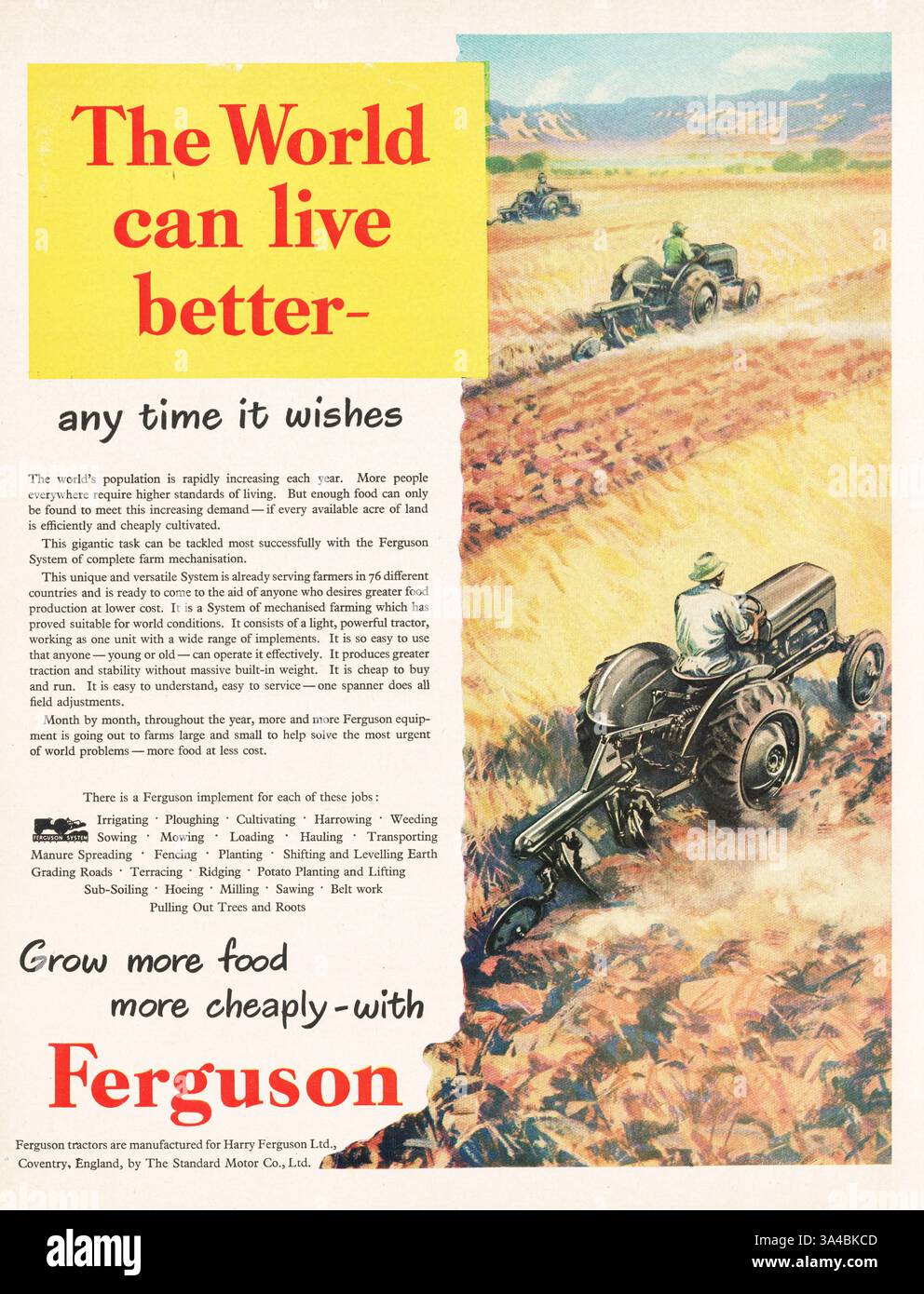 1952 u s magazine ferguson tractors advert hi-res stock photography and ...