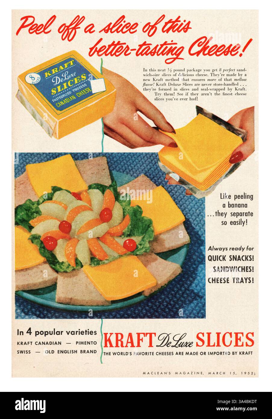 1952 canadian magazine kraft cheese advert hi-res stock photography and ...