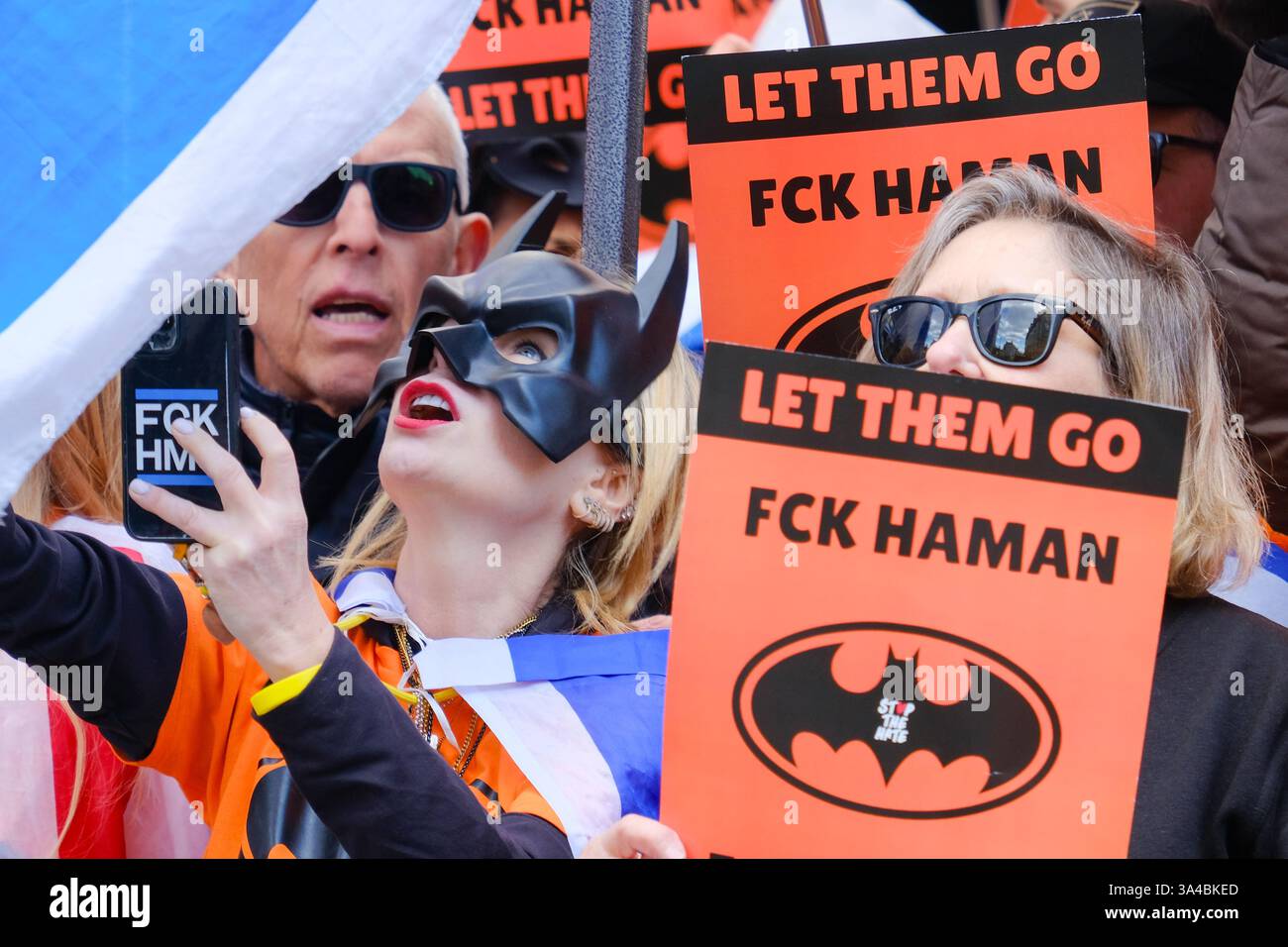 A pro-Israel counter-protest takes place along the route of the ...