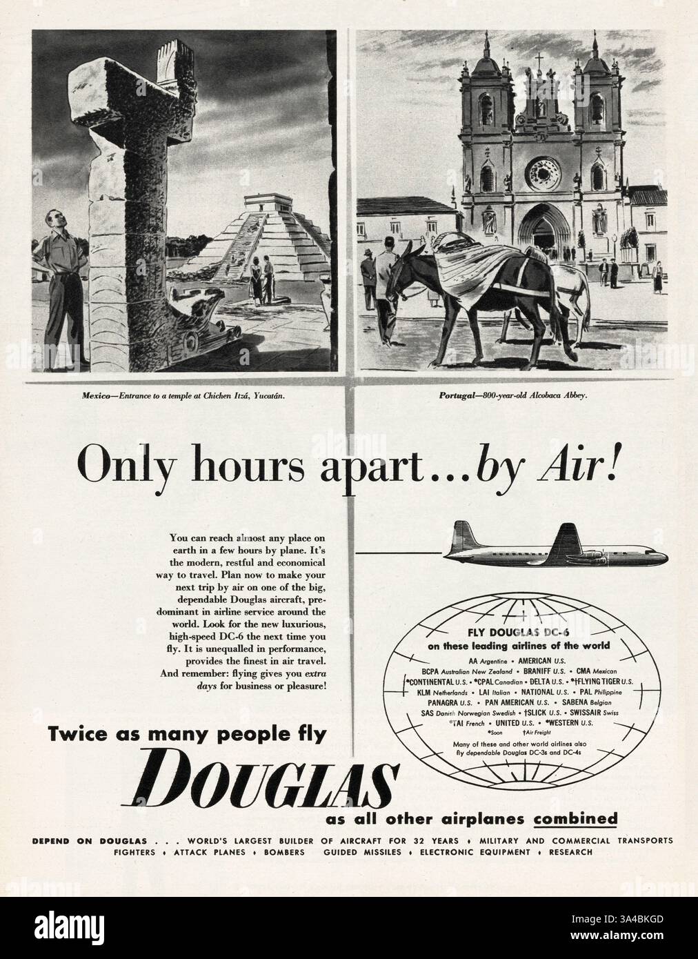 1952 u s magazine douglas dc 6 aircraft advert hi-res stock photography and images - Alamy