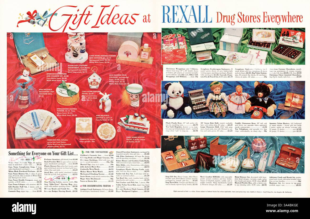 1953 us magazine ad rexall drug store gifts hi-res stock photography ...