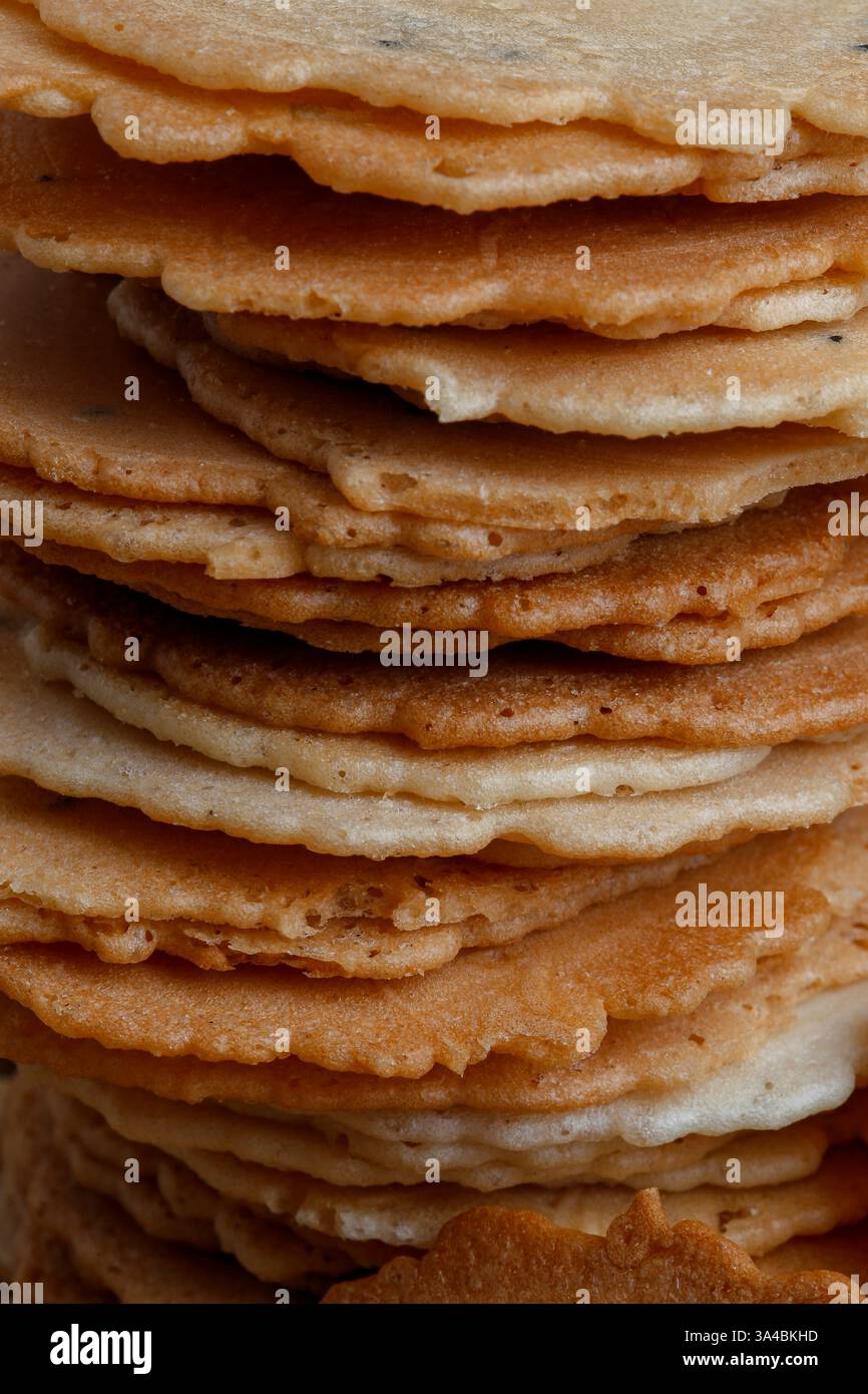 Japanese baked rice snack named Senbei on wood background Stock Photo ...