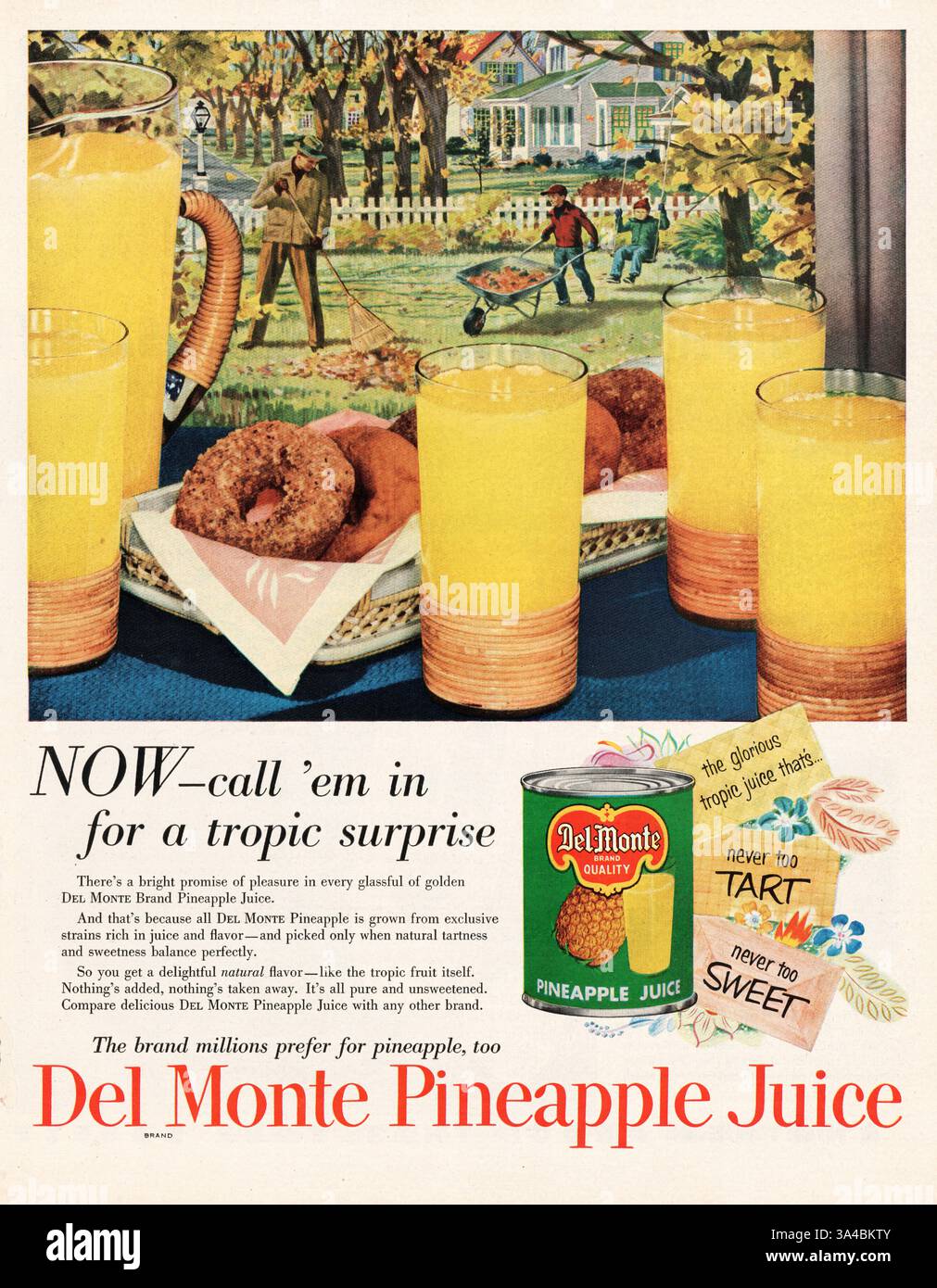 1952 U.S. Magazine Del Monte Pineapple Juice Advert Stock Photo - Alamy