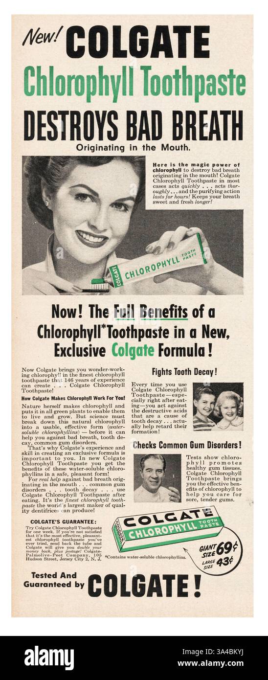 1952 U.S. Magazine Colgate Toothpaste Advert Stock Photo - Alamy