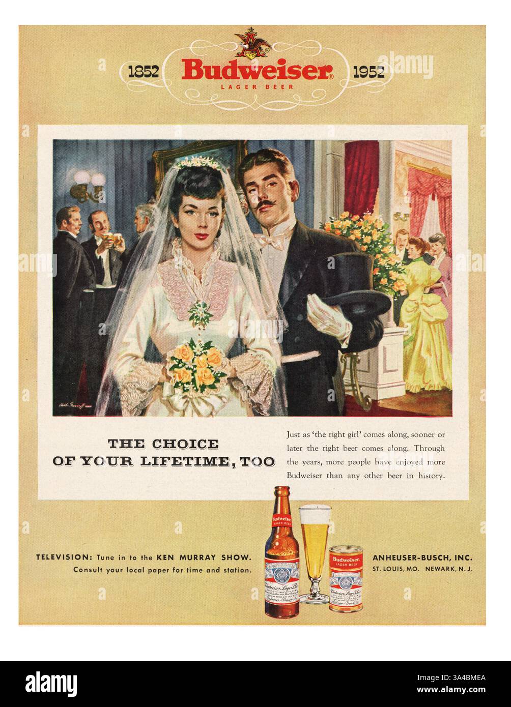 1952 U.S. Magazine Advert Budweiser beer Stock Photo - Alamy