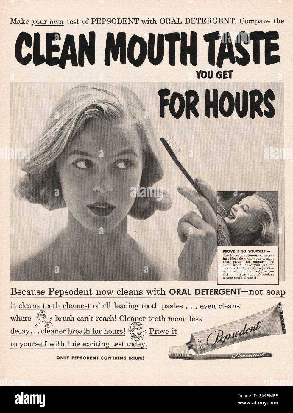 1952 U.S. Magazine Pepsodent toothpaste Advert Stock Photo - Alamy
