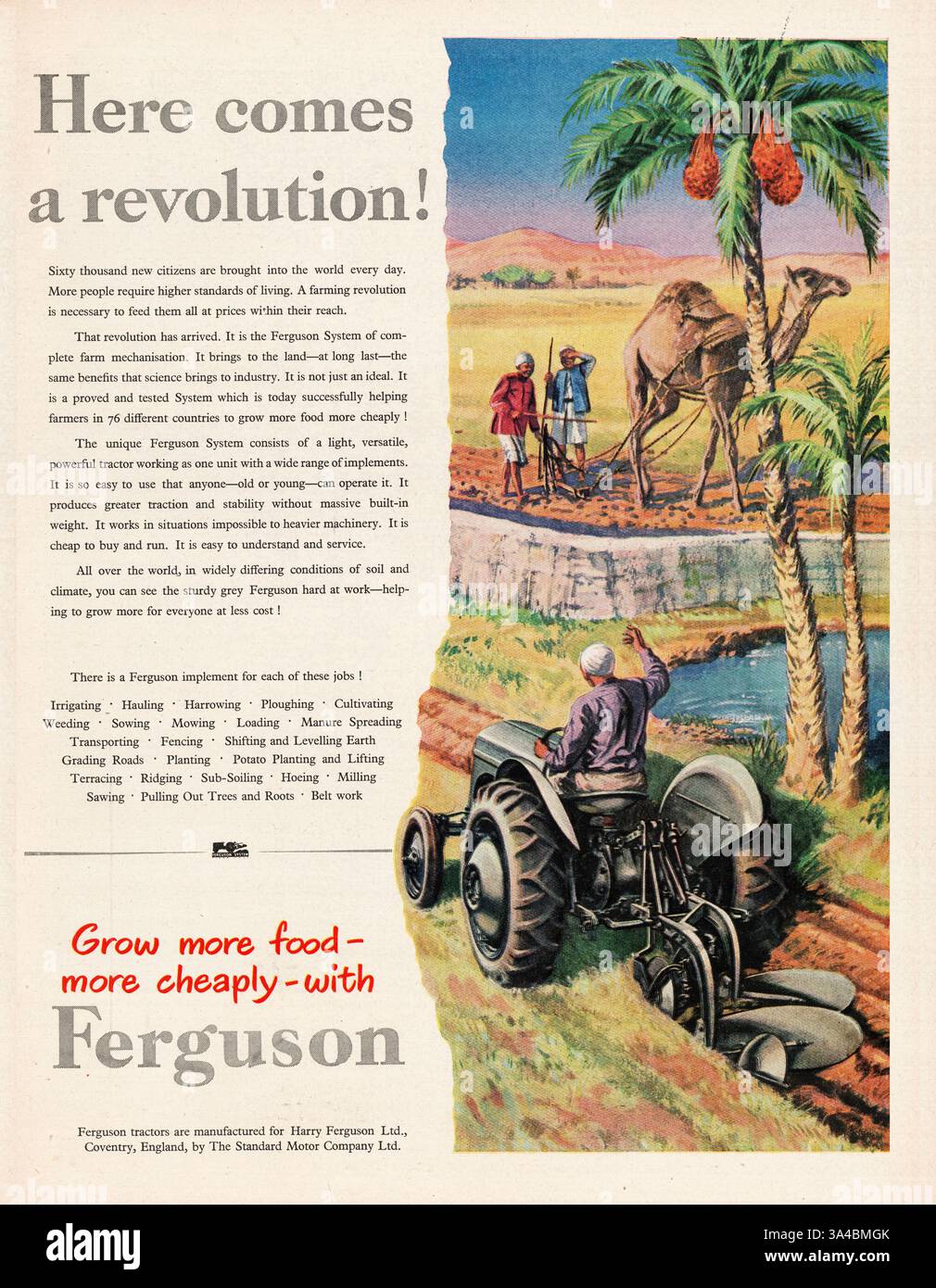 1952 U.S. Magazine Ferguson Tractors Advert Stock Photo - Alamy