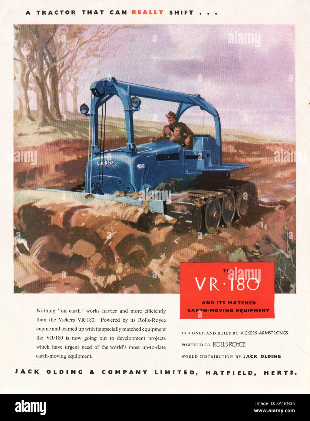 1952 U.S. Magazine Vickers 180 Tractor Advert Stock Photo - Alamy