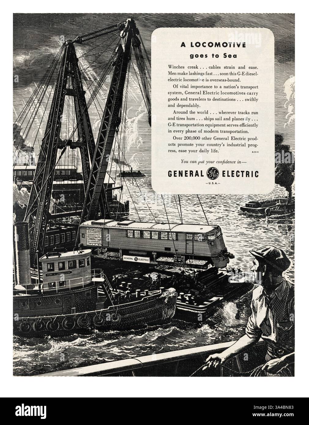 1951 U.S. Magazine General Electric Locomotive Advert Stock Photo - Alamy