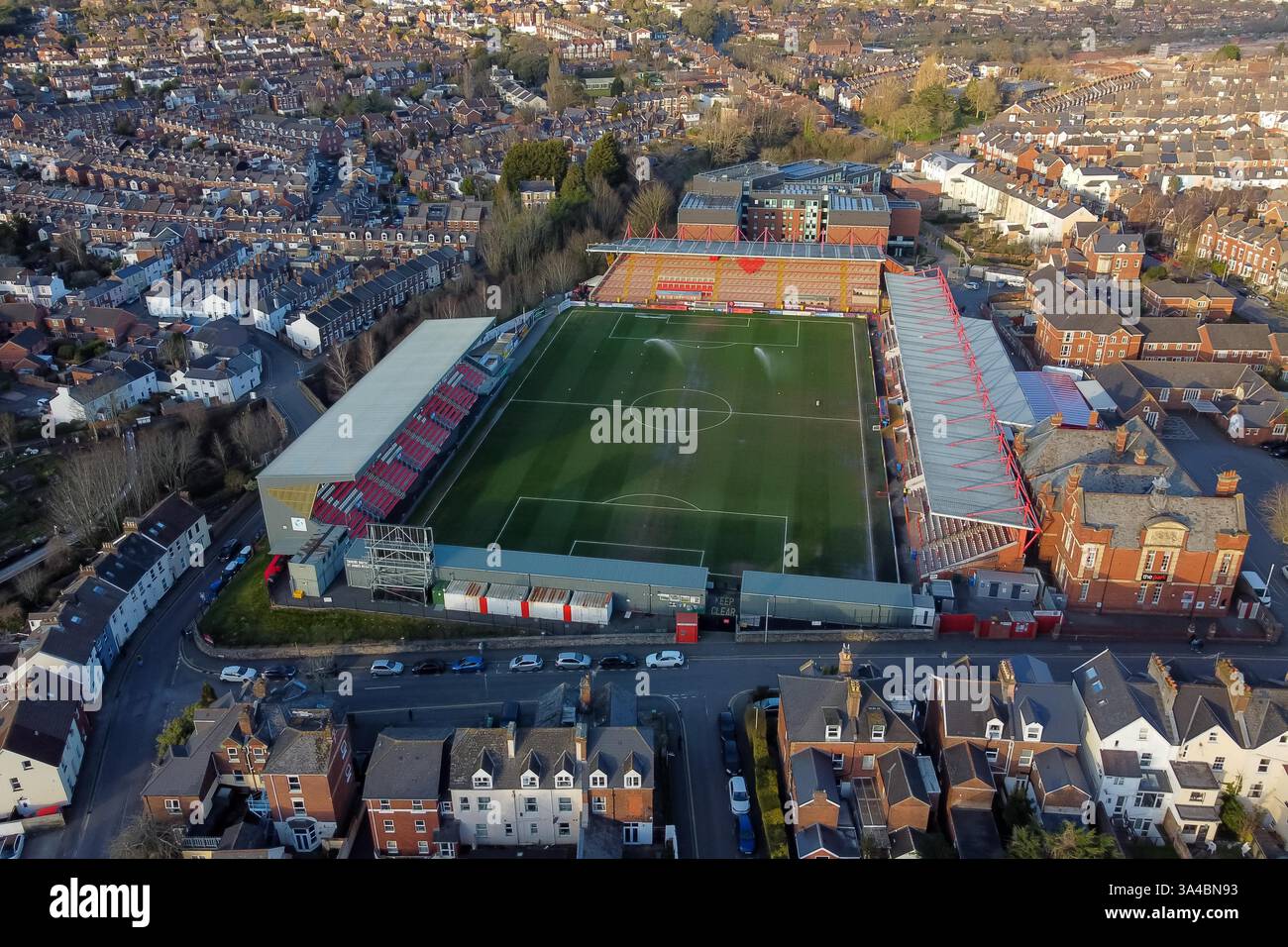 General aerial view of St James Park Stadium, home of EFL League 1 team ...