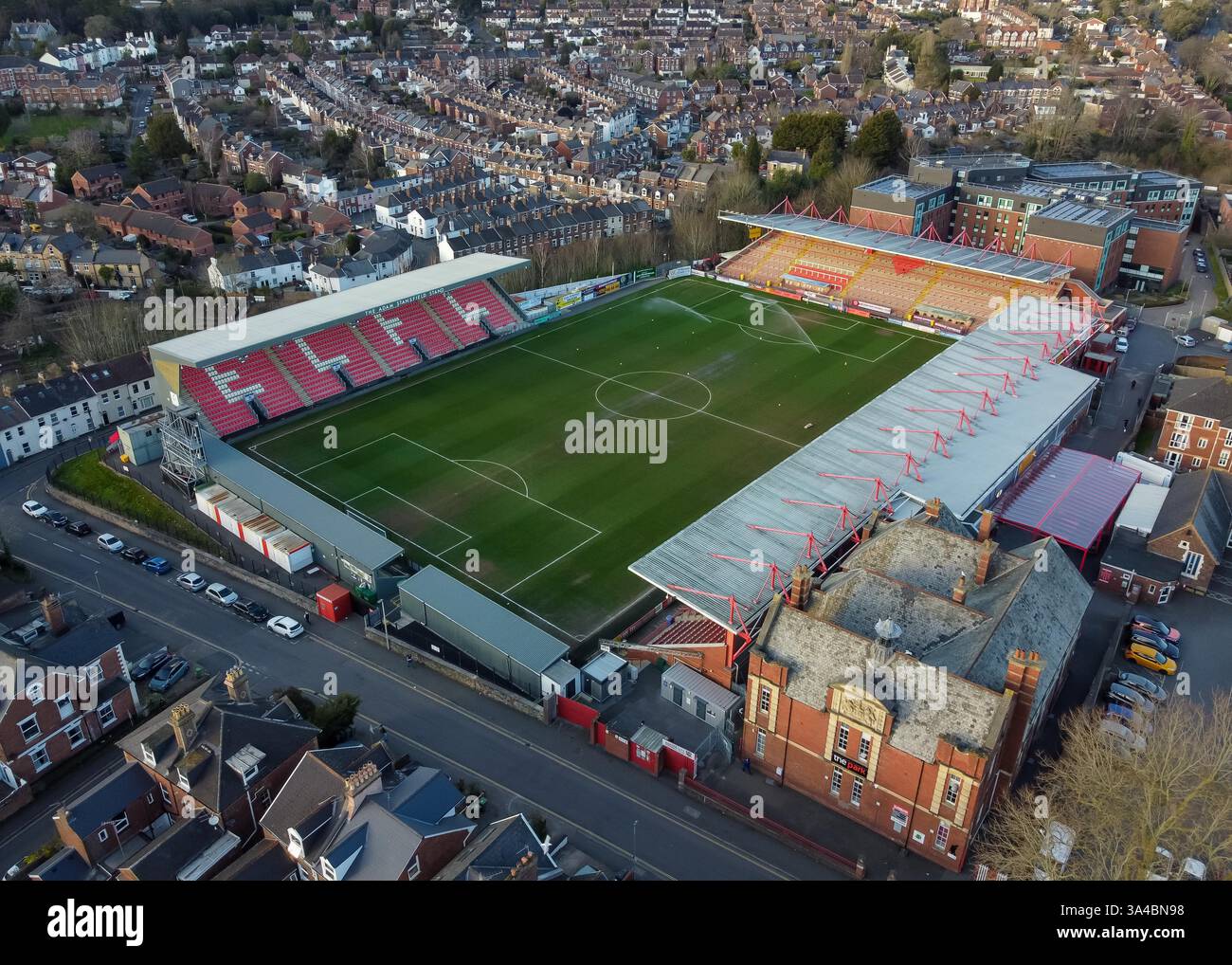 General aerial view of St James Park Stadium, home of EFL League 1 team ...