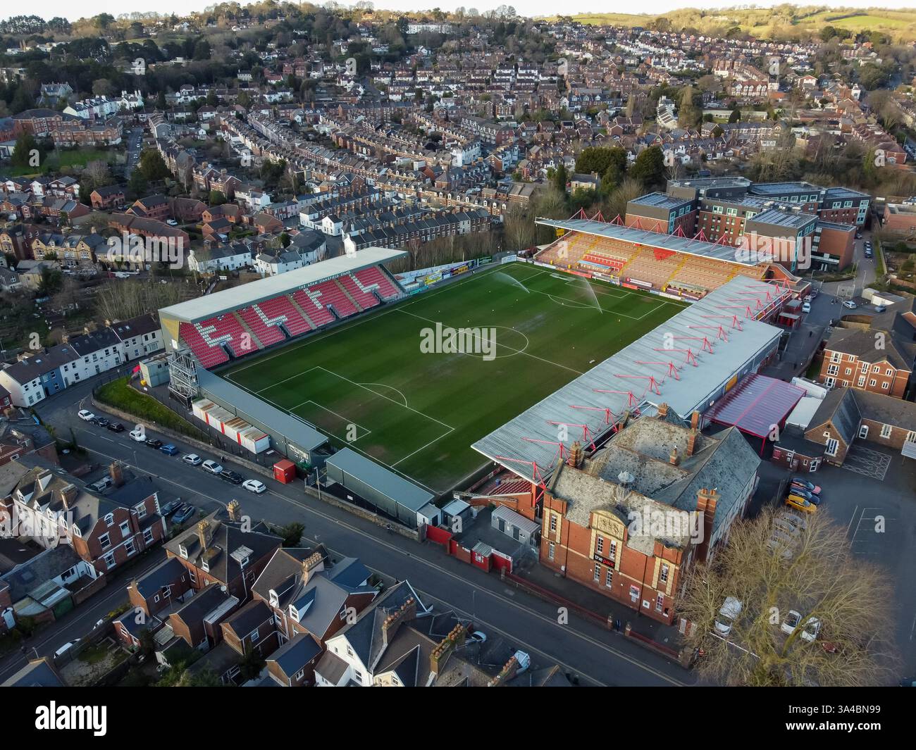 General aerial view of St James Park Stadium, home of EFL League 1 team ...