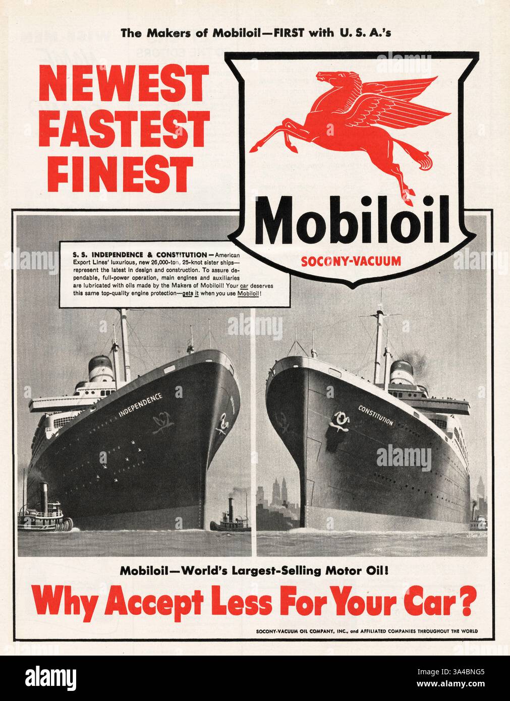 1951 U.S. Magazine Mobil Oil & Mobil Gas Advert Stock Photo - Alamy