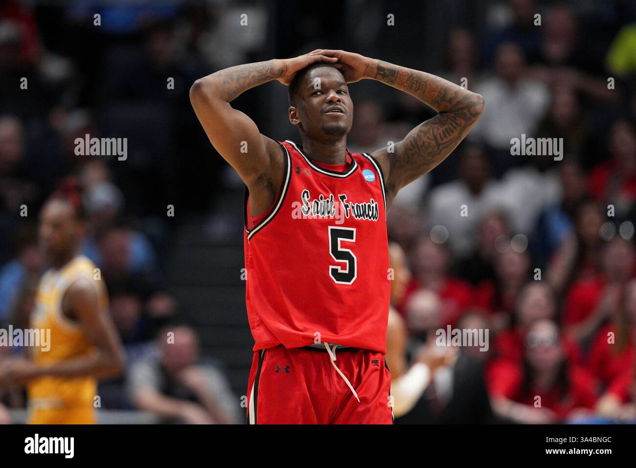 Saint Francis' Daemar Kelly reacts during the second half of a First ...
