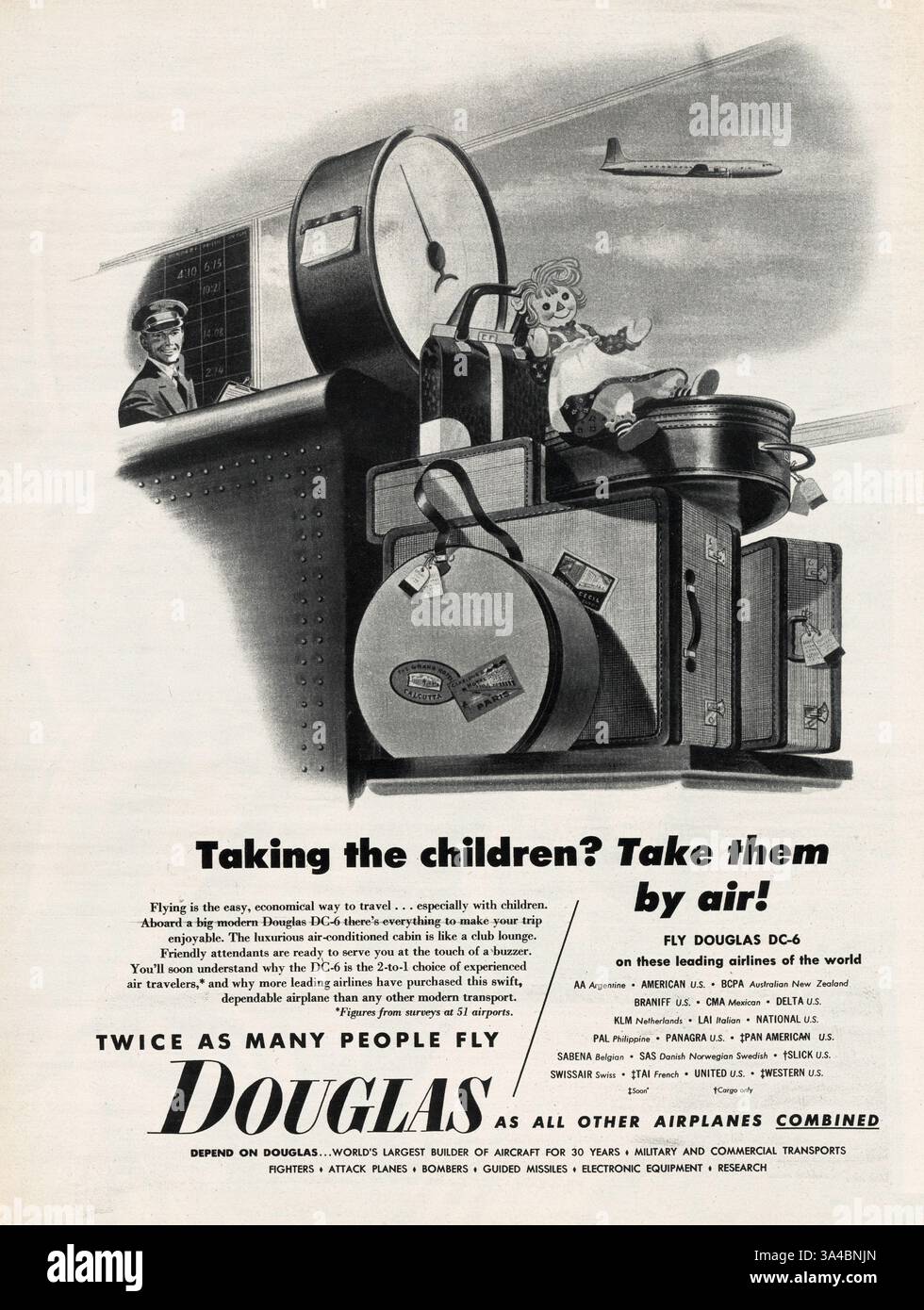 1951 u s magazine douglas dc 6 aircraft advert hi-res stock photography and images - Alamy