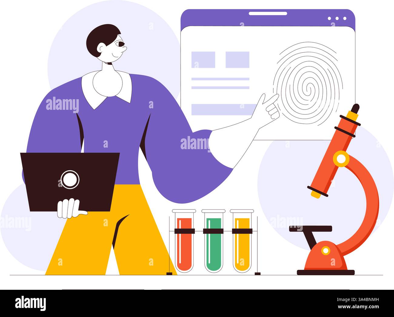 Forensics Technology Vector Illustration Featuring Biometric Access ...