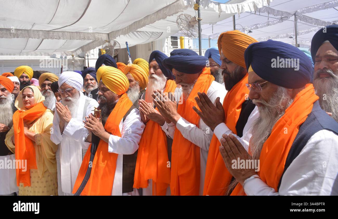 AMRITSAR, INDIA - MARCH 18: Former Akal Takht acting Jathedar Giani Harpreet Singh (C ...
