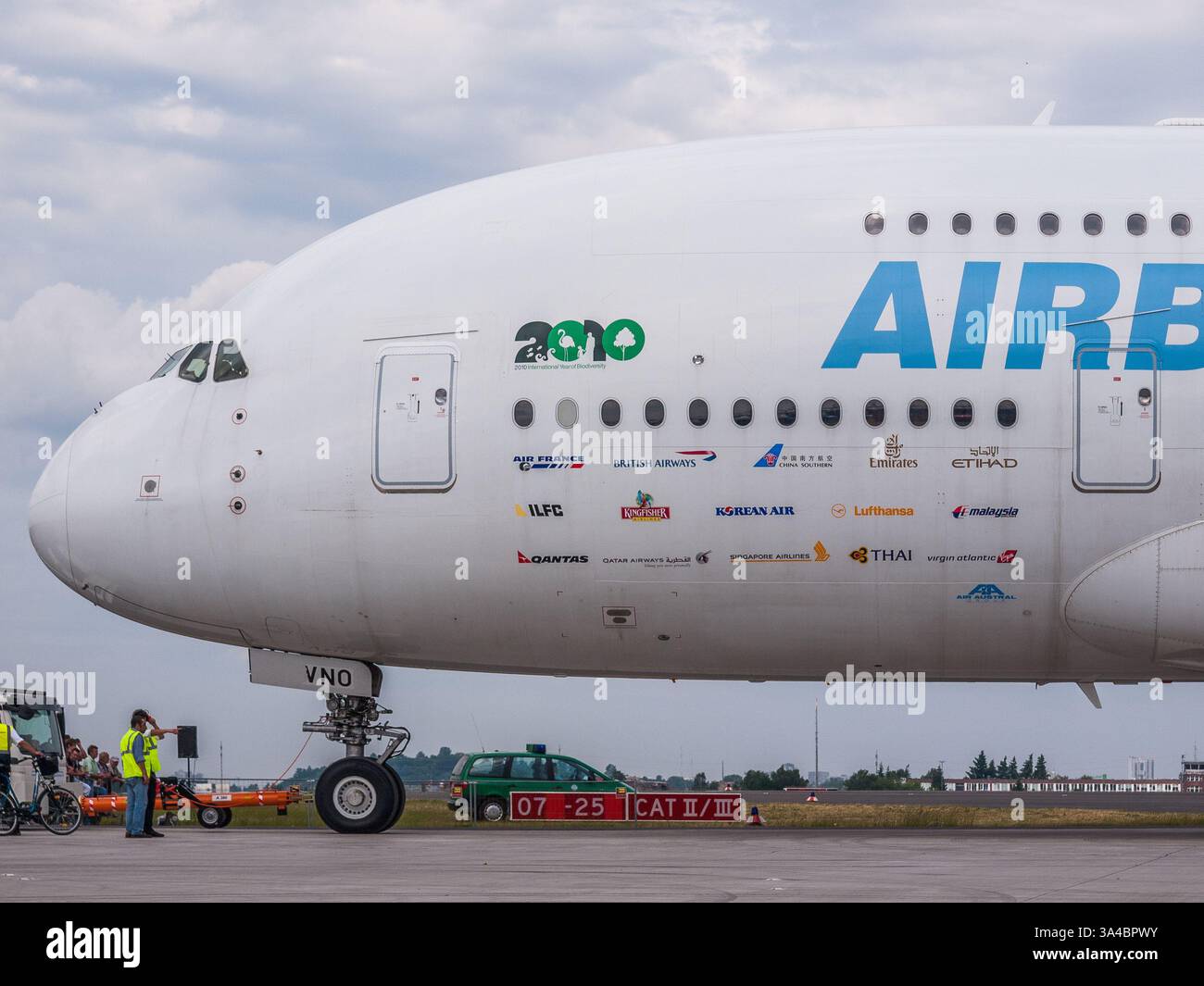 Berlin, Germany - June 11 2010: Airbus A380-800 Prototype is displayed ...