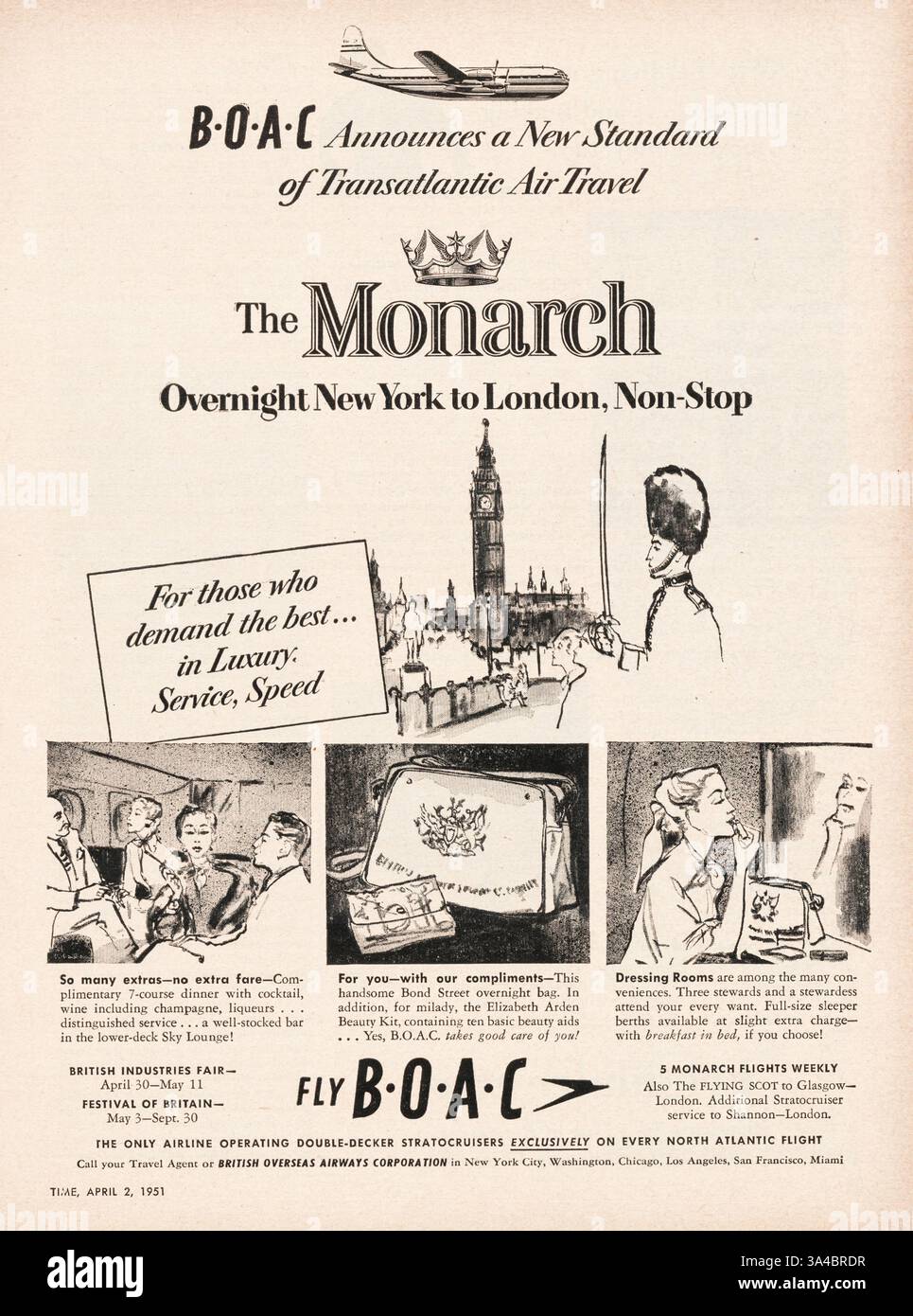 1951 uk magazine boac advert hi-res stock photography and images - Alamy