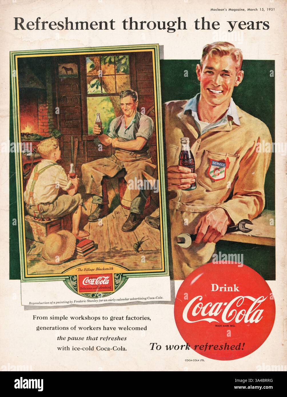 1951 Canadian Magazine Coca Cola Advert Stock Photo - Alamy