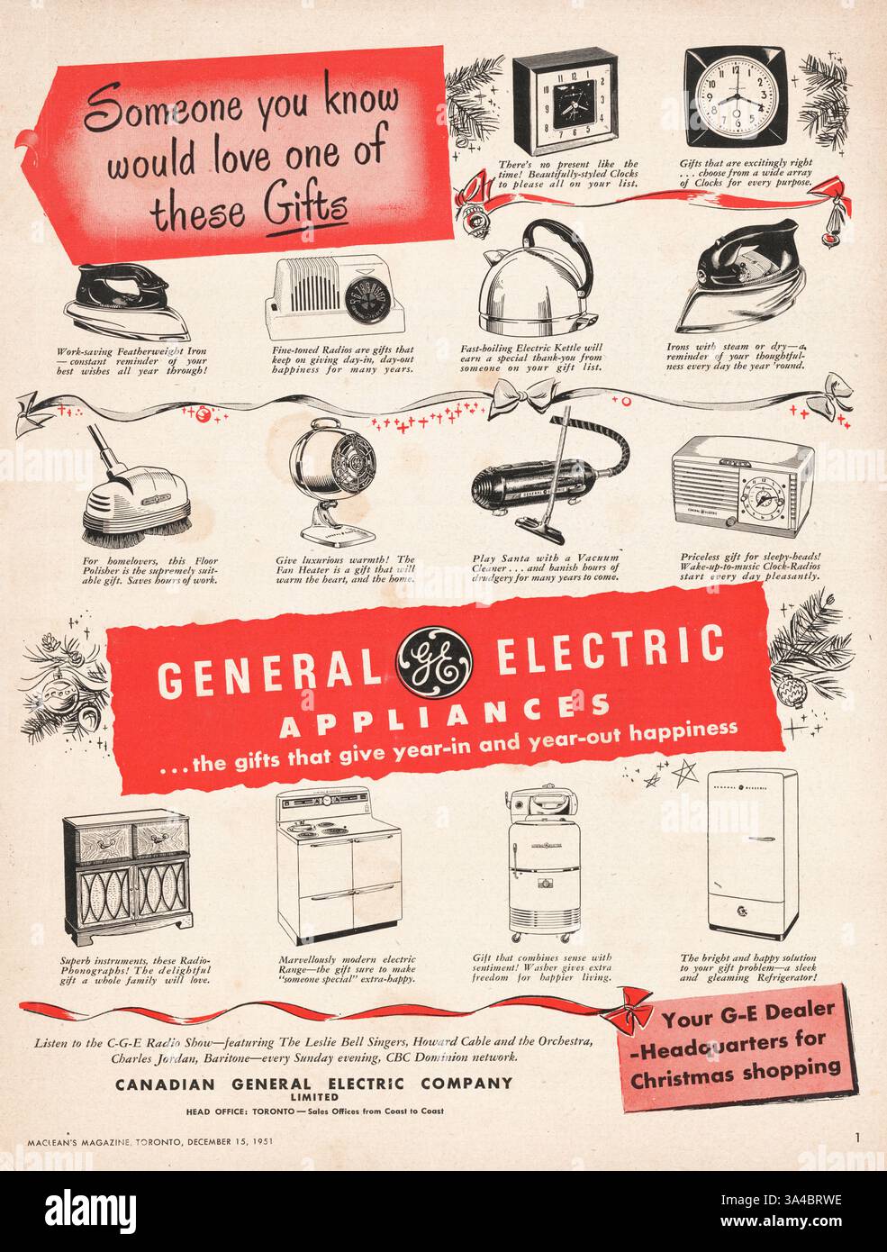 1951 canadian magazine general electric appliances advert hi-res stock ...