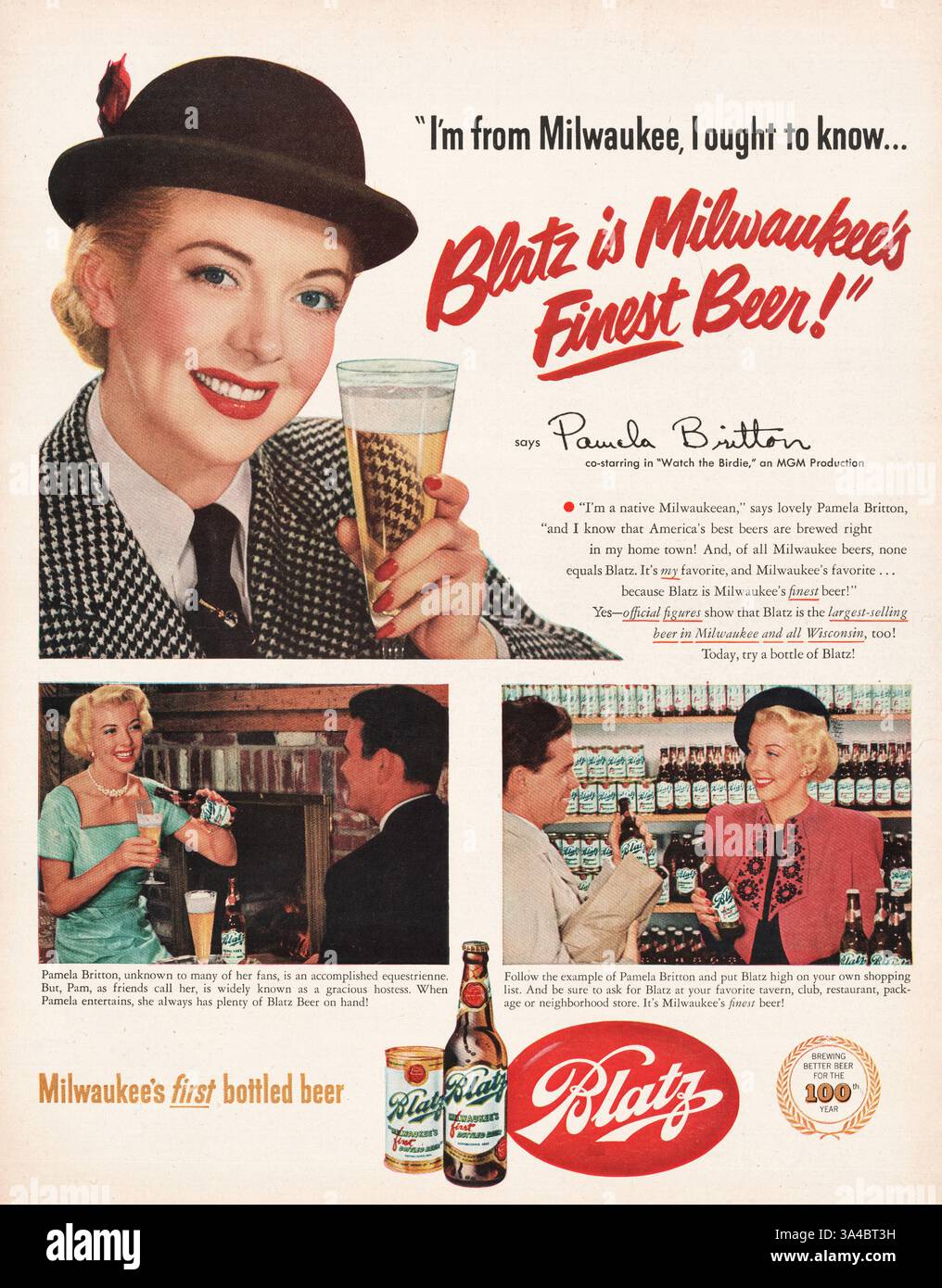1951 U.S. Magazine Advert Blatz beer Stock Photo - Alamy